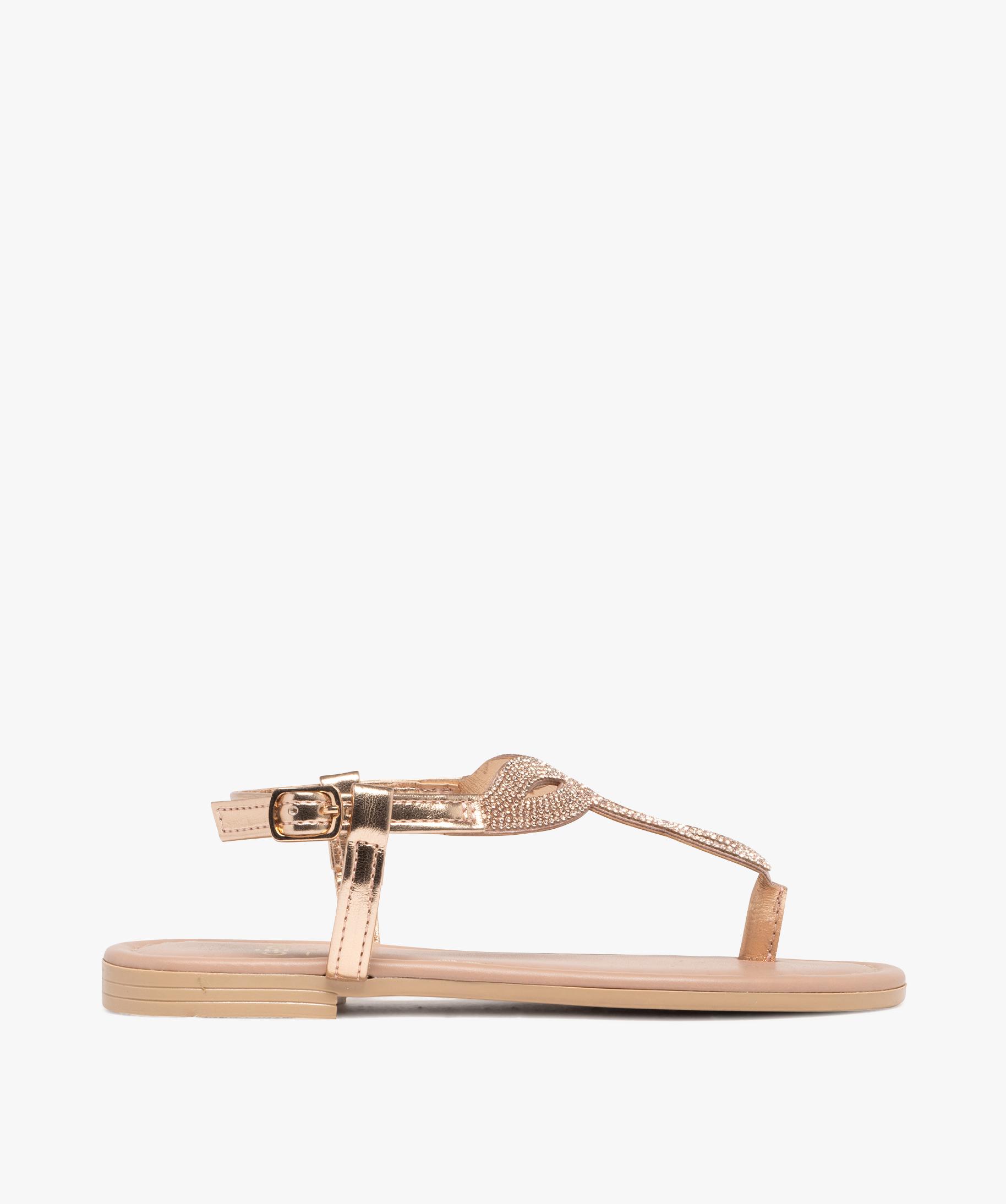 Sandales fille avec brides entre-doigts effet métallisé et... rose | GEMO
