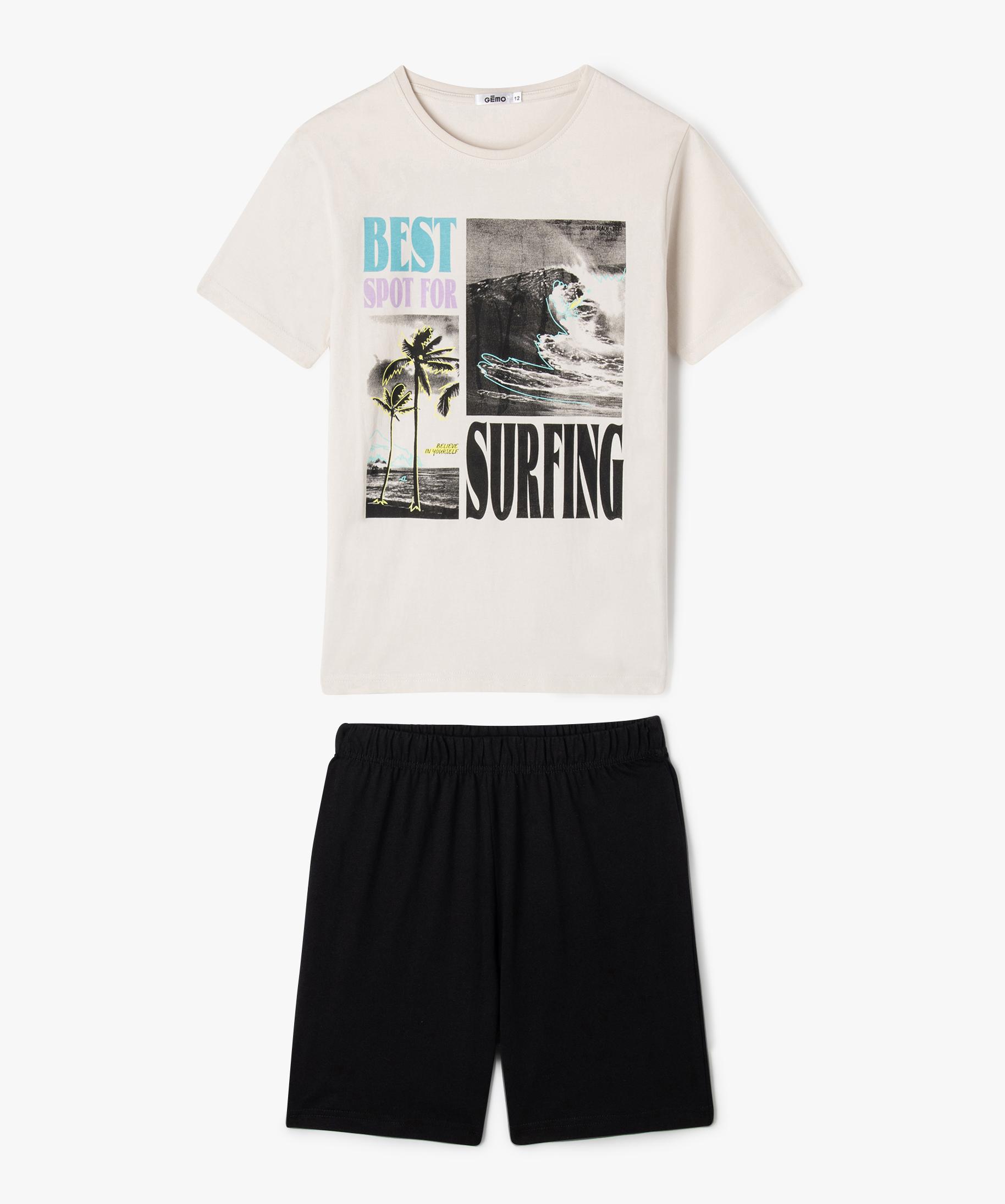 Pyjashort imprimé surf garçon gris clair | GEMO