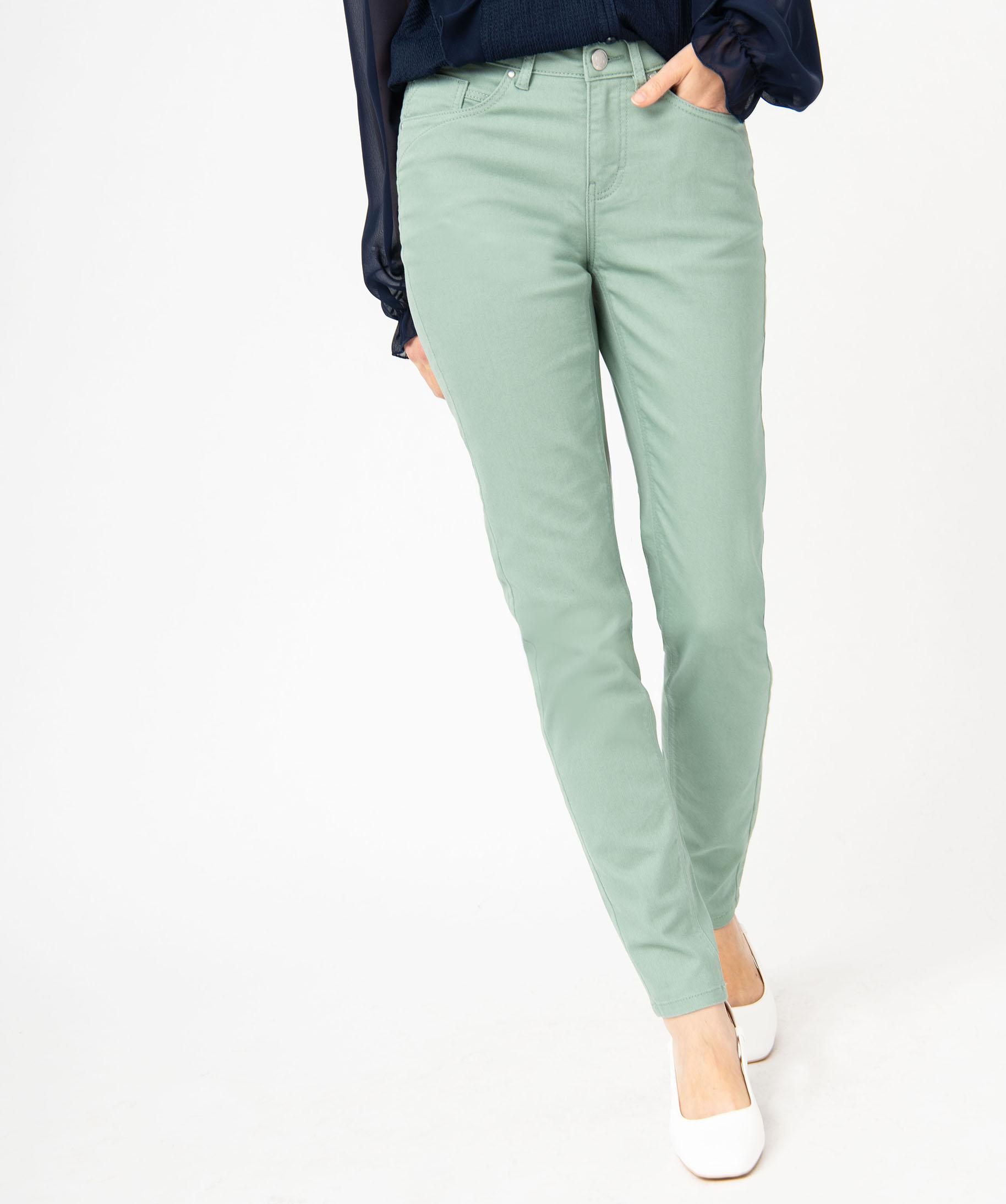 Pantalon coupe Slim taille normale femme vert chine | GEMO
