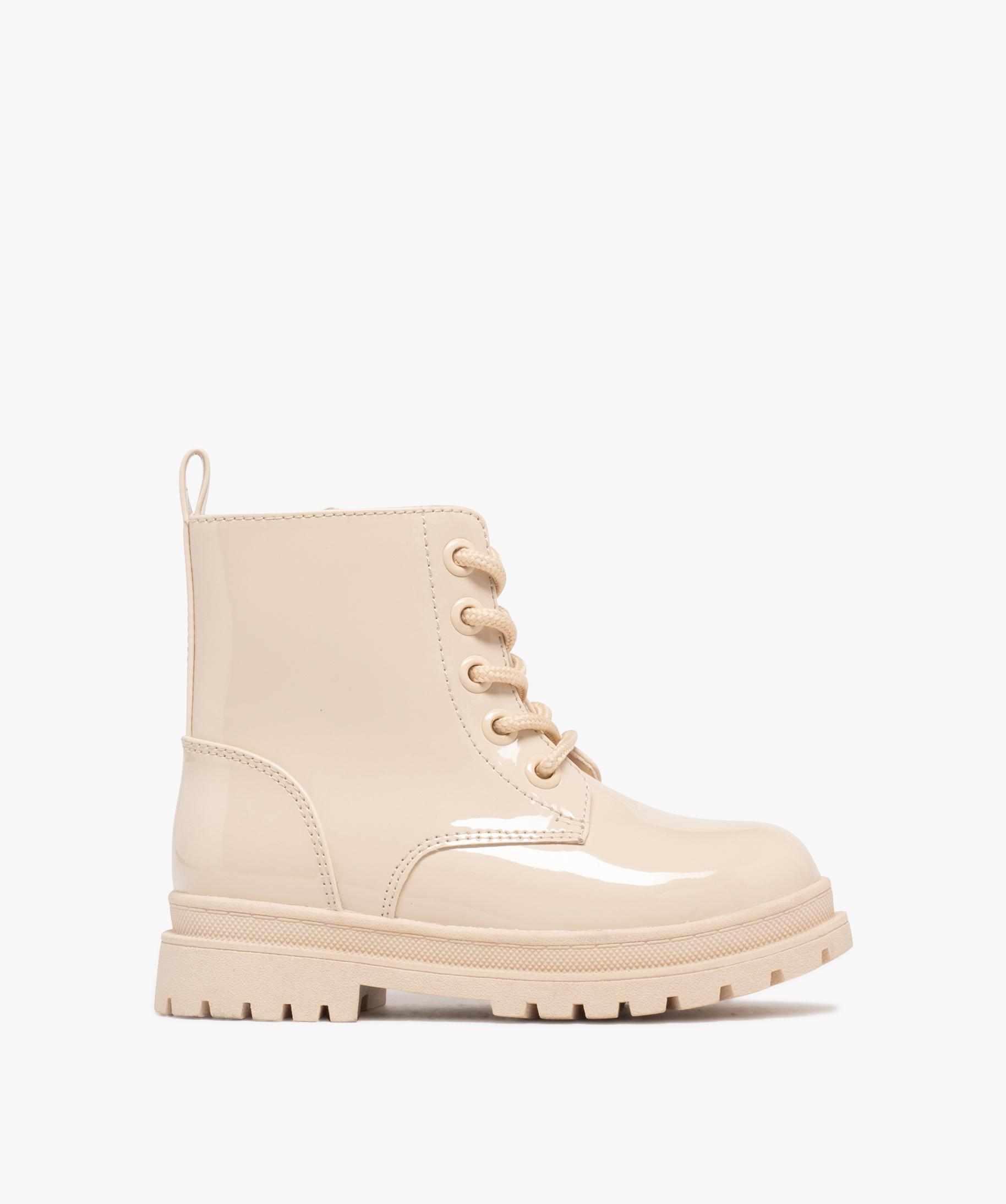 Bottines fille vernies à lacets et à zip intérieur semell... beige | GEMO