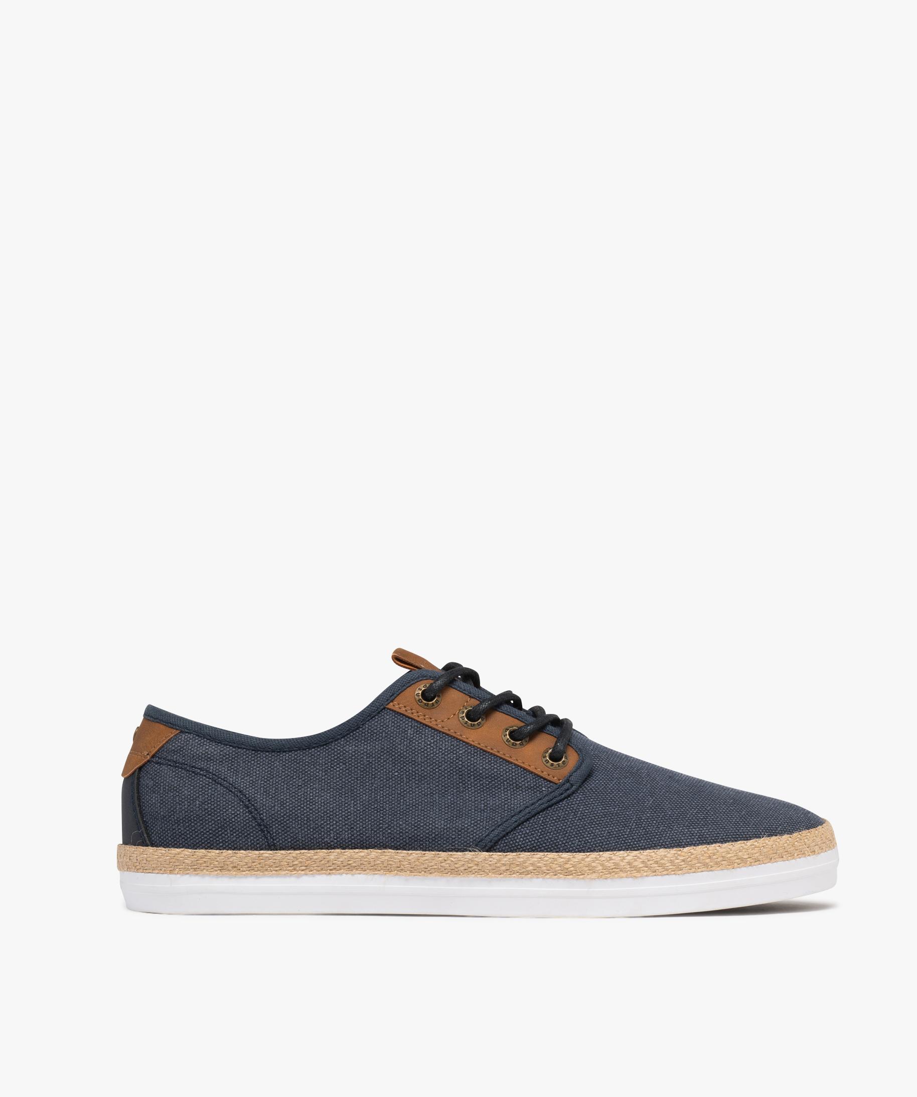 Baskets en toile avec semelle de corde homme bleu fonce | GEMO