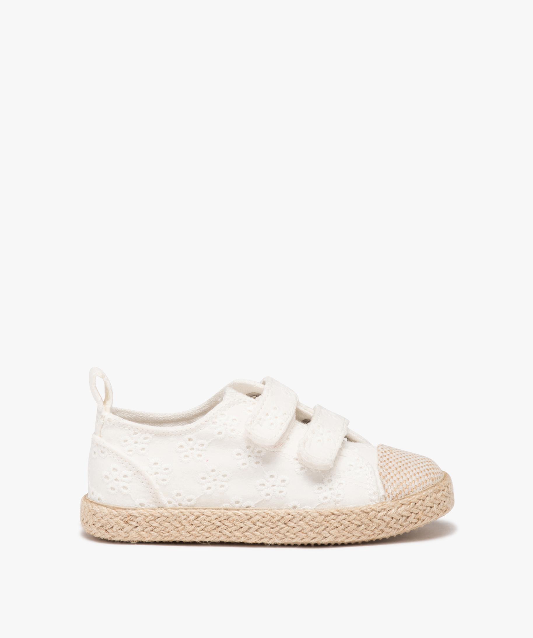 Baskets fille en toile unie avec semelle corde style bohème blanc | GEMO