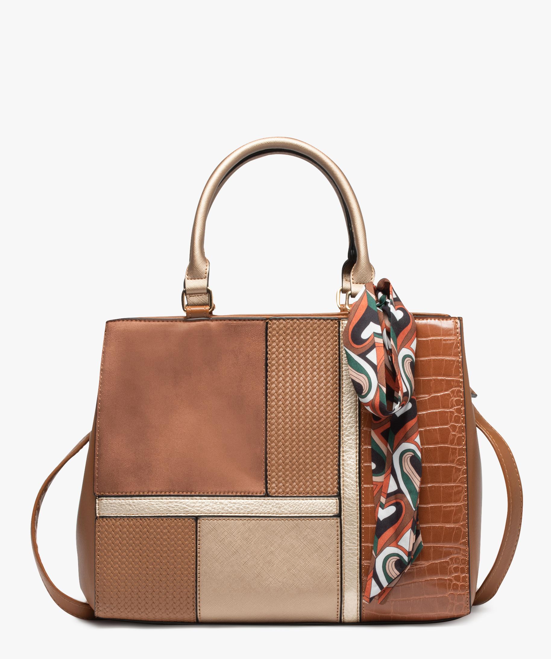 Sac cabas multi-matières femme marron vif | GEMO