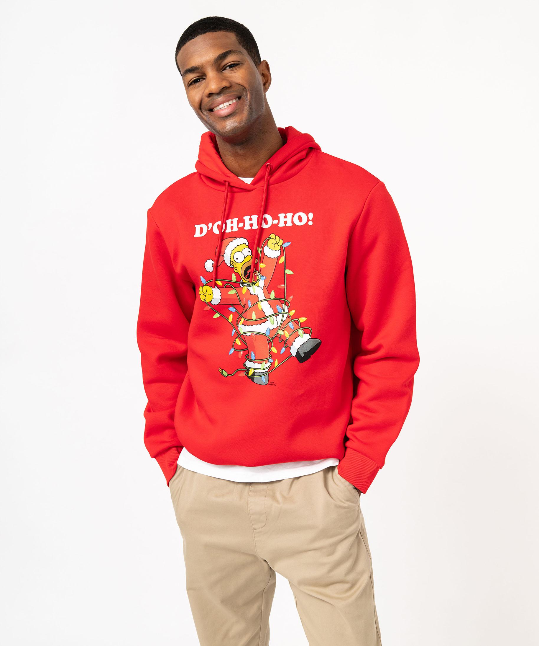 Sweat de Noël imprimé Homer homme - Les Simpson rouge | GEMO