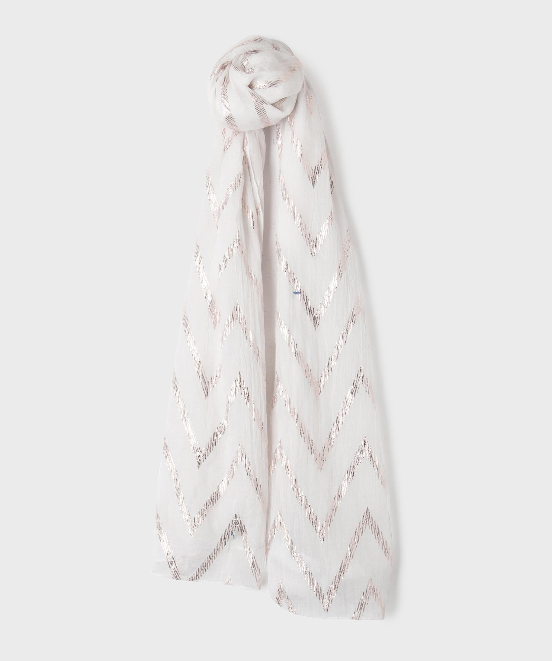 Foulard rectangulaire en voile fin à motifs métallisés blanc | GEMO