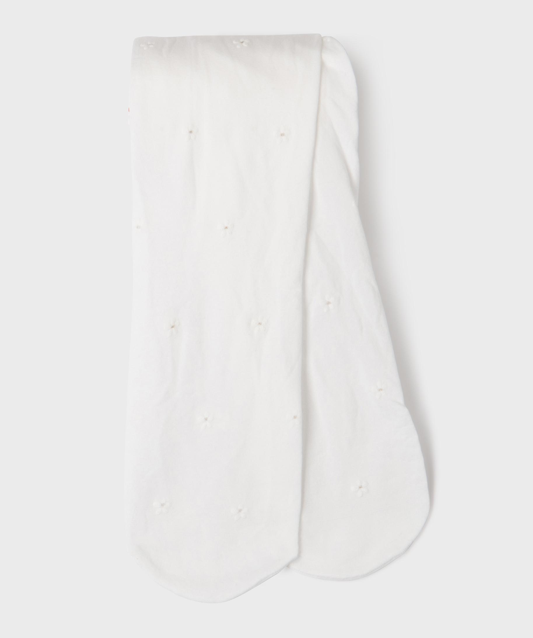Collant semi-opaque à fleurs bébé fille blanc | GEMO