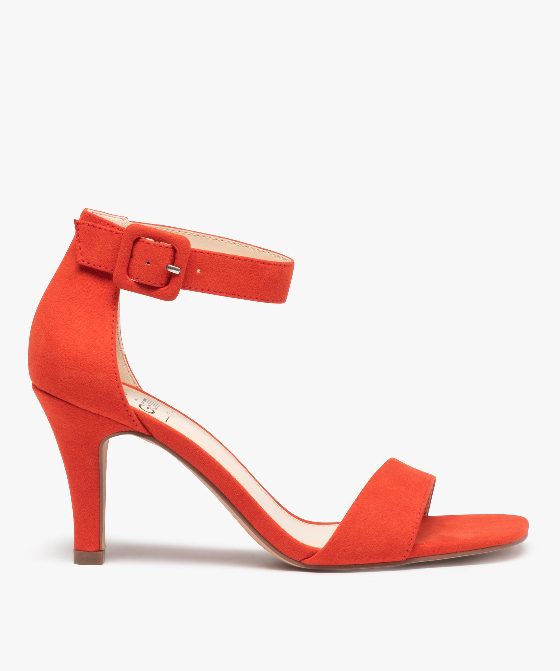 Sandales femme à talon fermé dessus suédine unie orange | GEMO