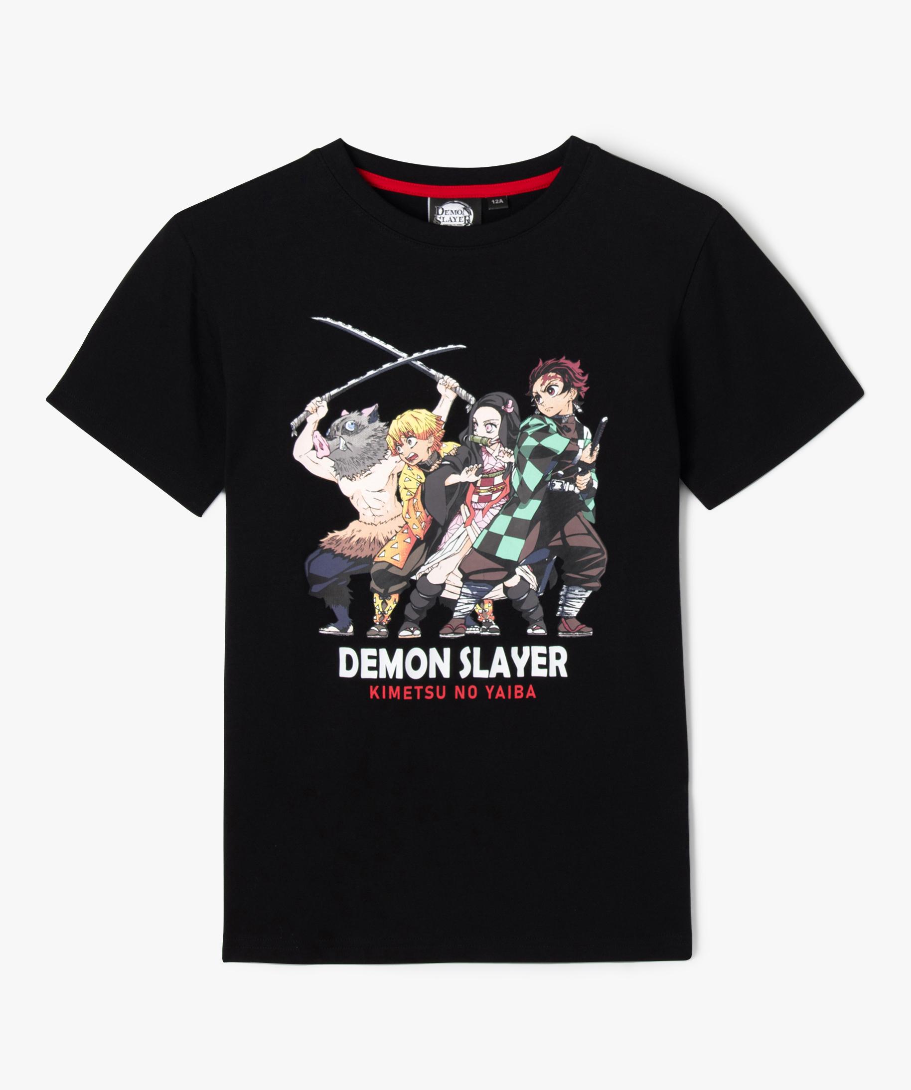 Tee-shirt manches courtes imprimé garçon - Demon Slayer noir | GEMO