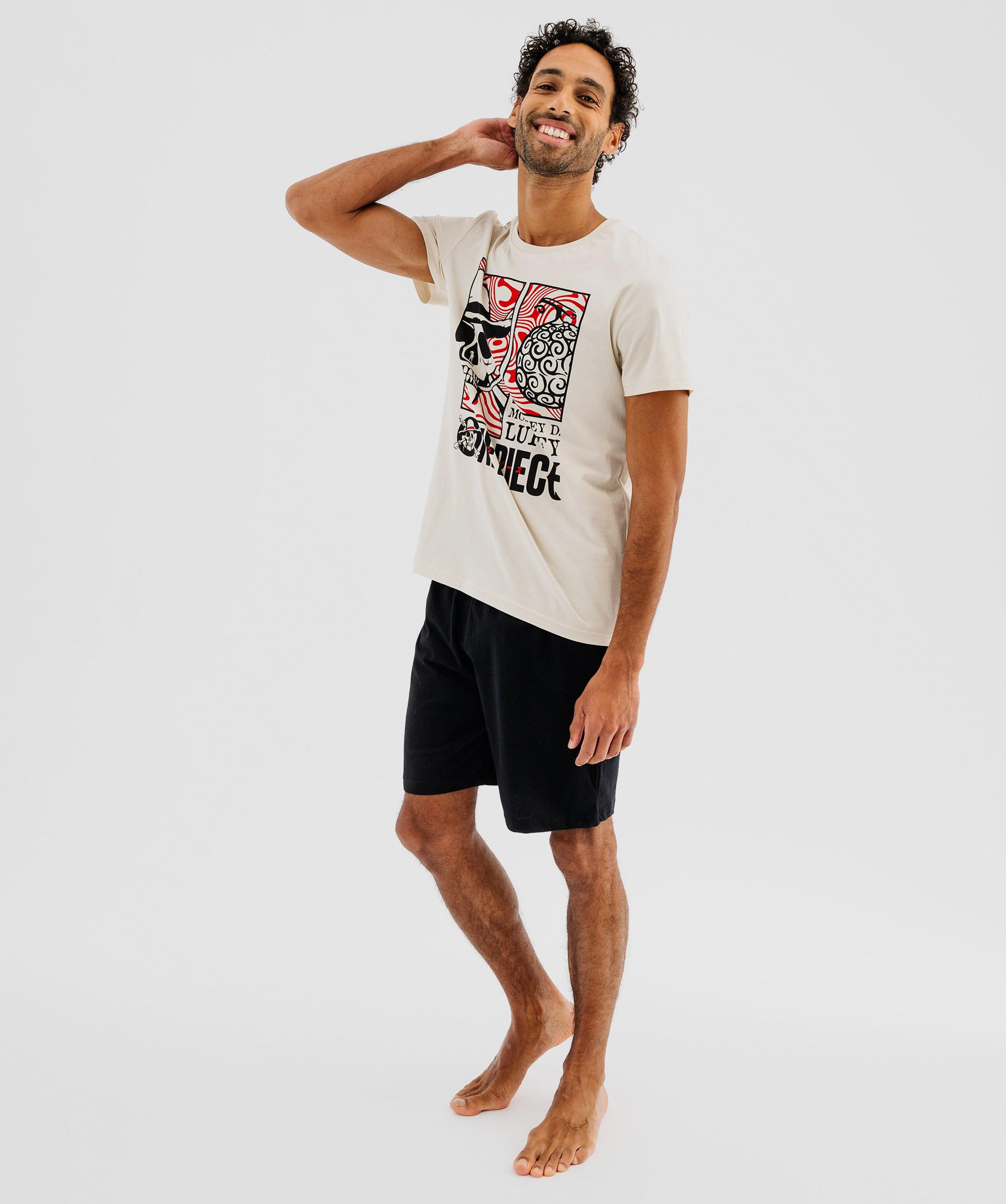Pyjashort bicolore motif manga homme - One Piece beige | GEMO