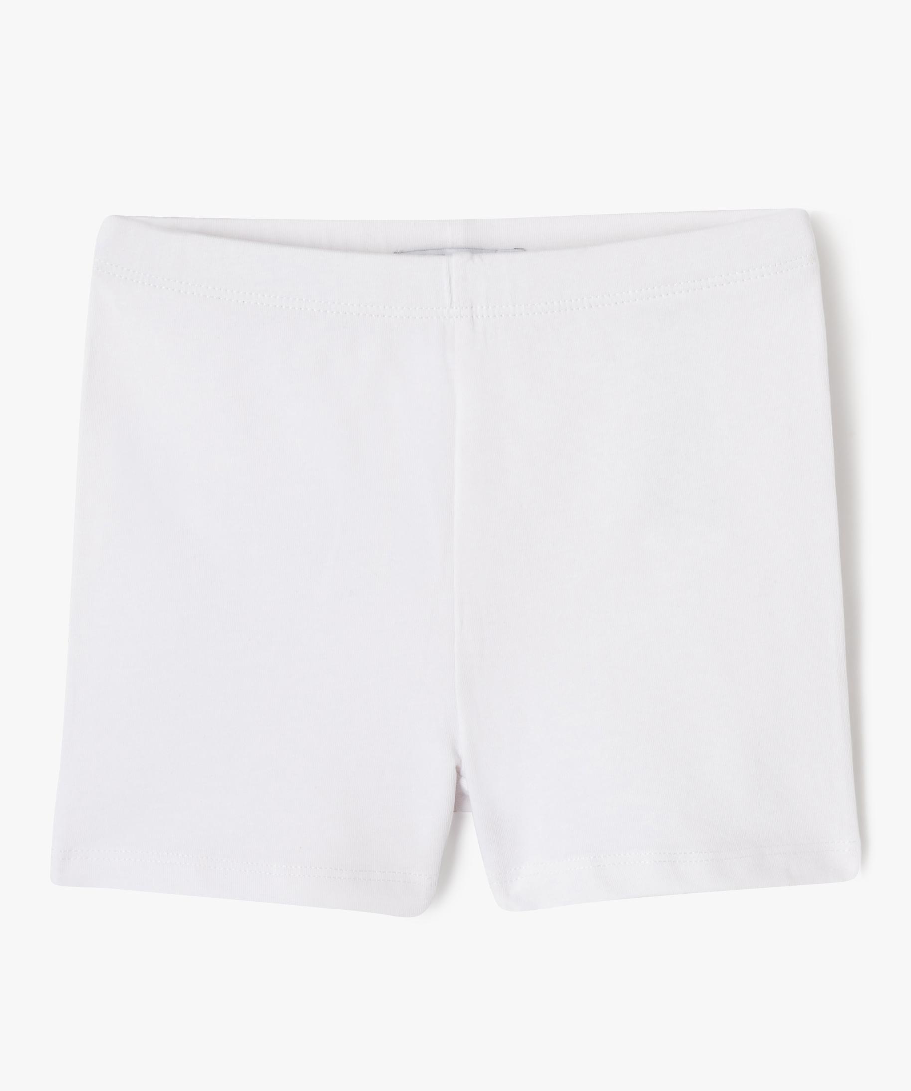 Short moulant en coton stretch fille blanc | GEMO