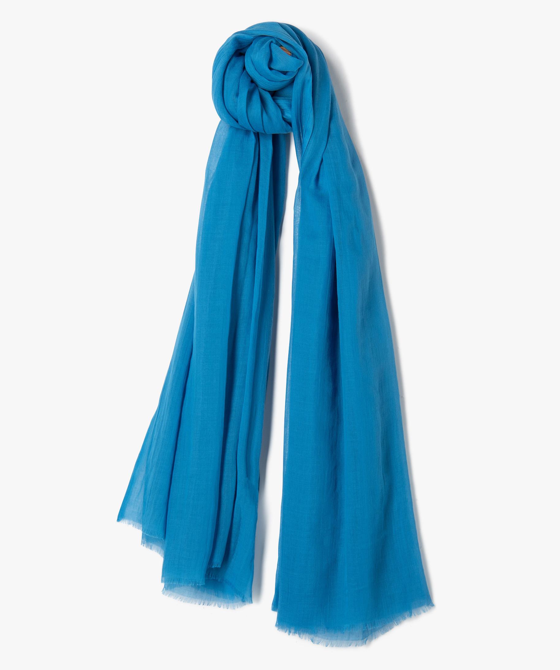 Foulard extra fin en polyester recyclé uni femme bleu | GEMO