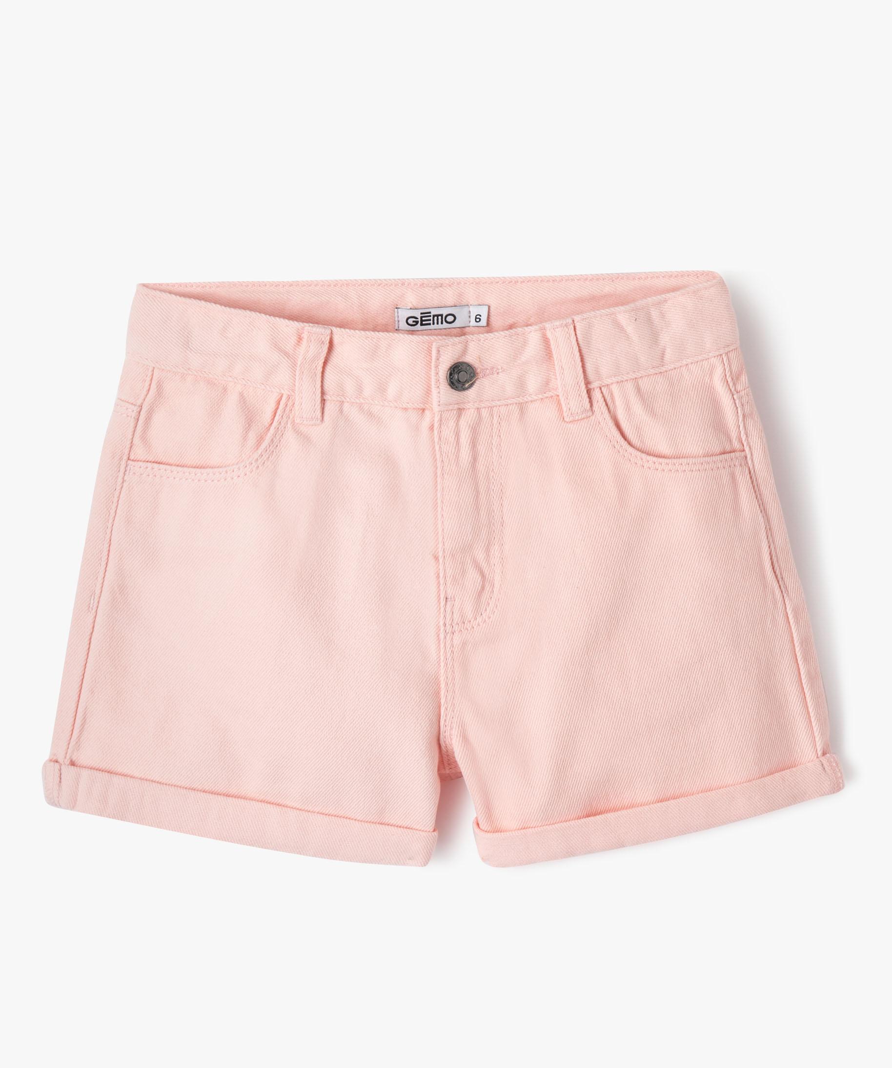 Short en denim taille haute fille rose | GEMO