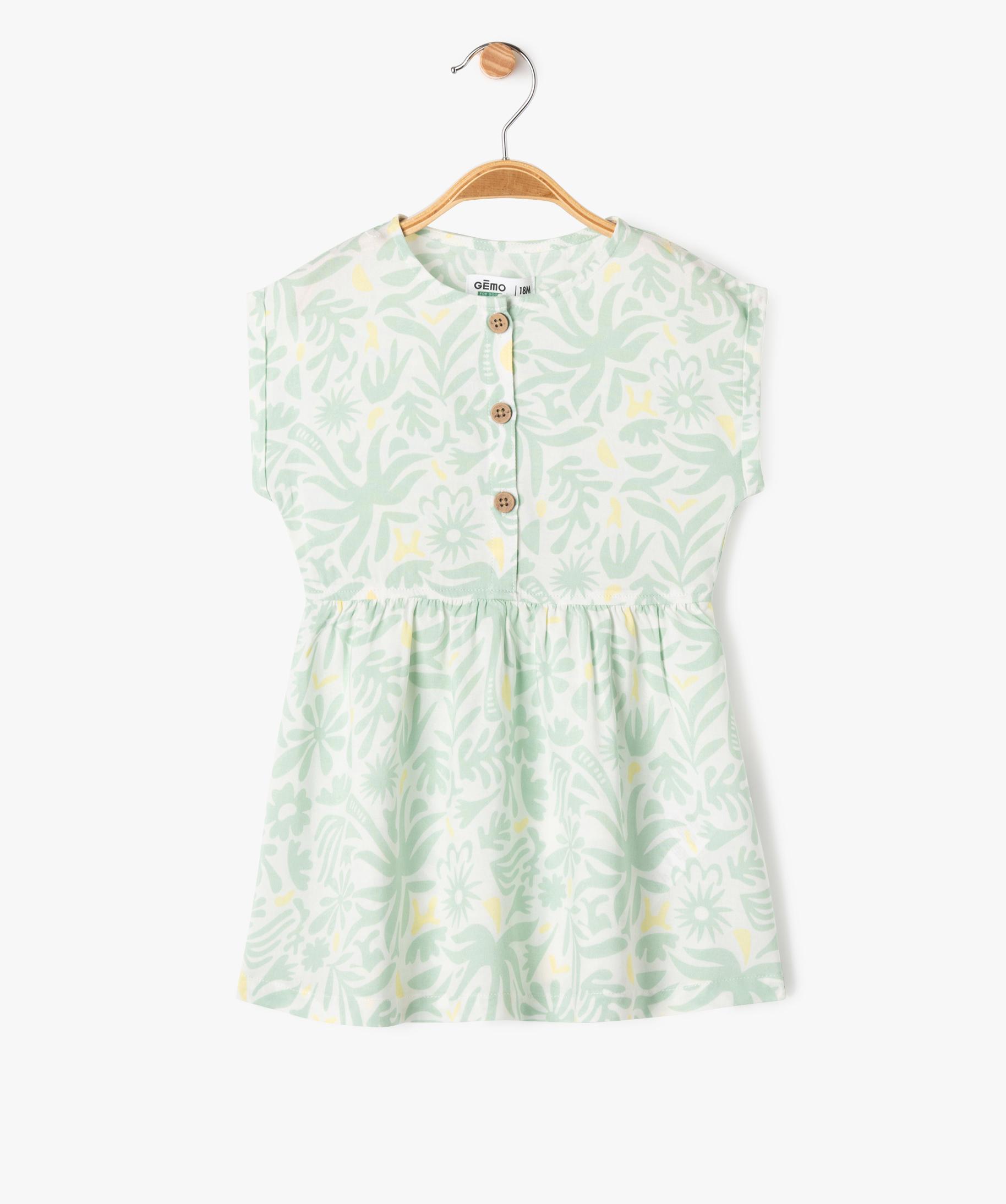 Robe imprimée en viscose bébé fille vert clair | GEMO