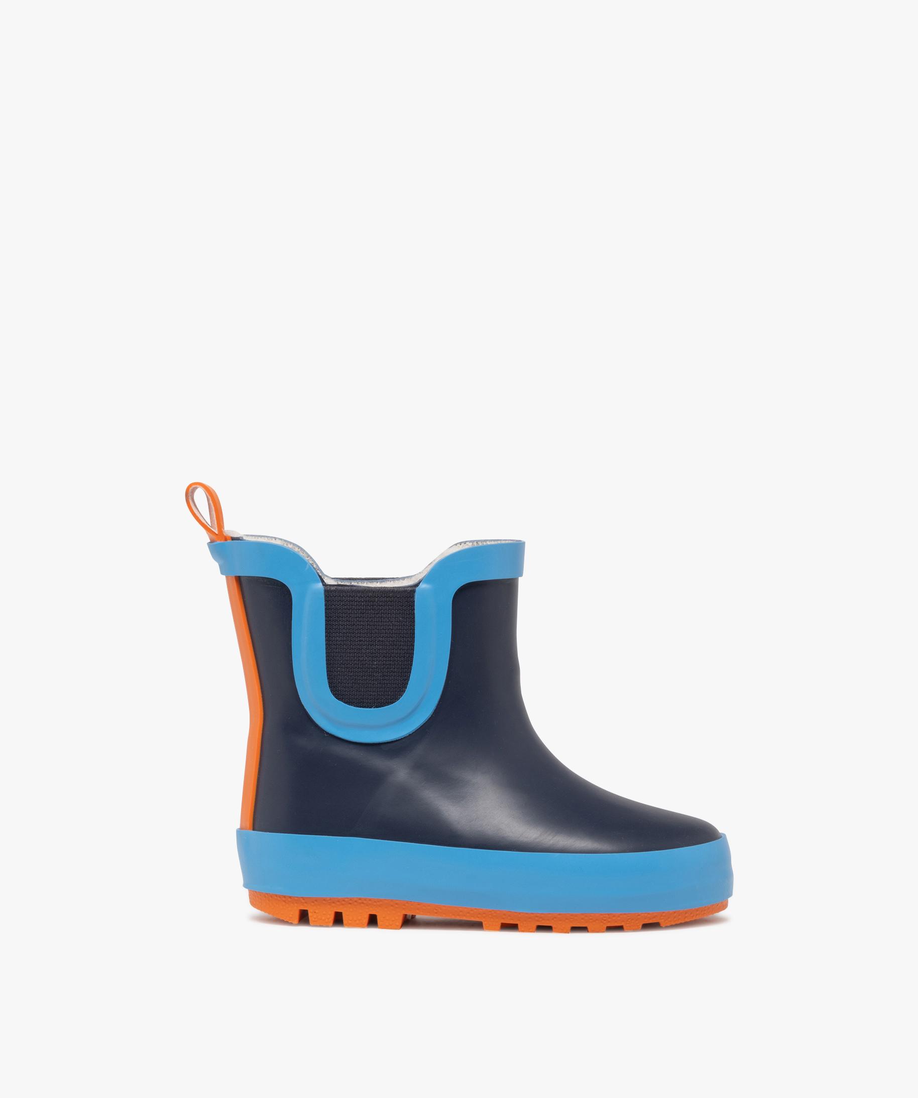 Bottes De Pluie Bébé Garçon Fourrées à Semelle Crantée Bleu Fonce Gemo