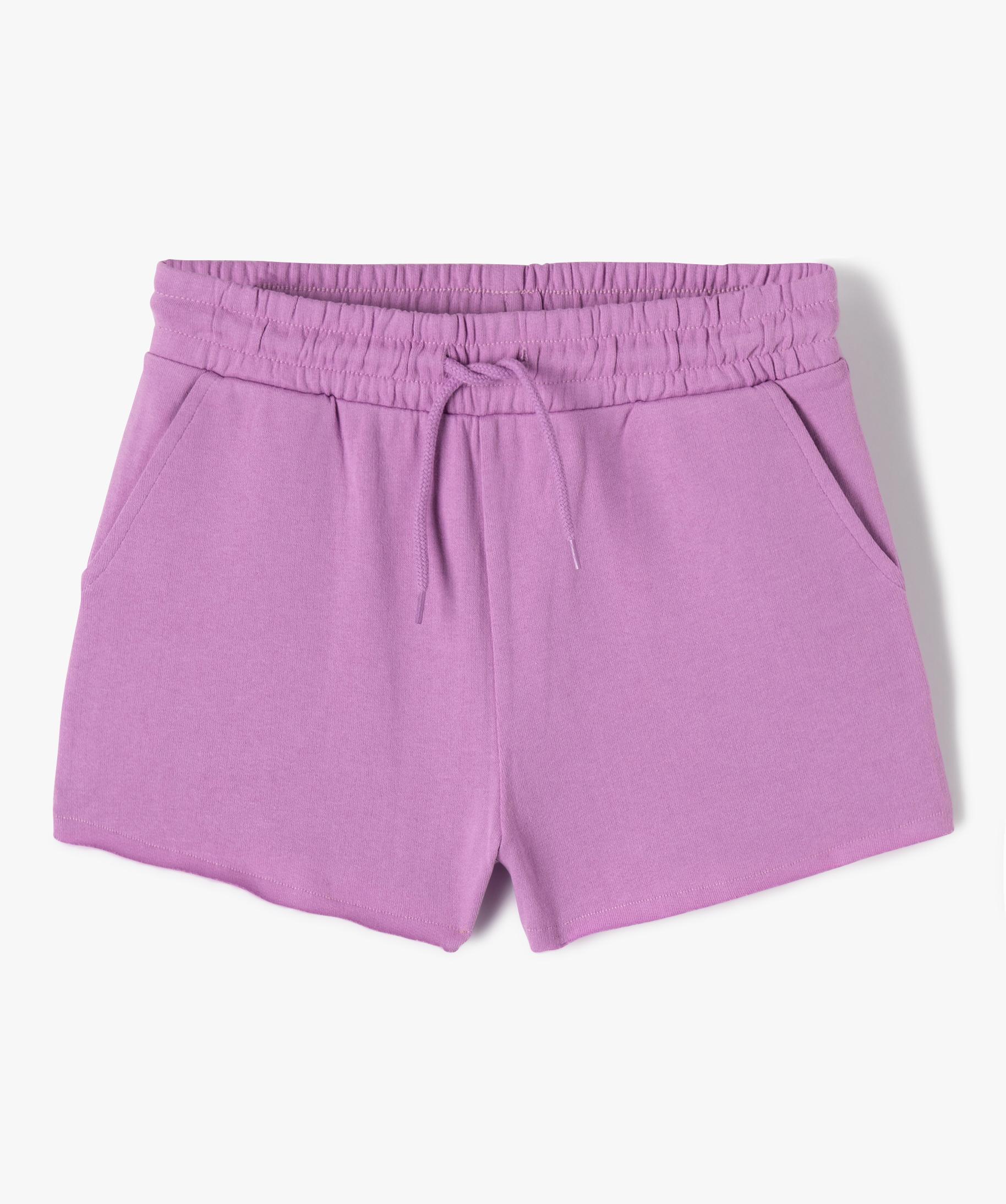 Short fille en maille avec ceinture élastique violet clair | GEMO