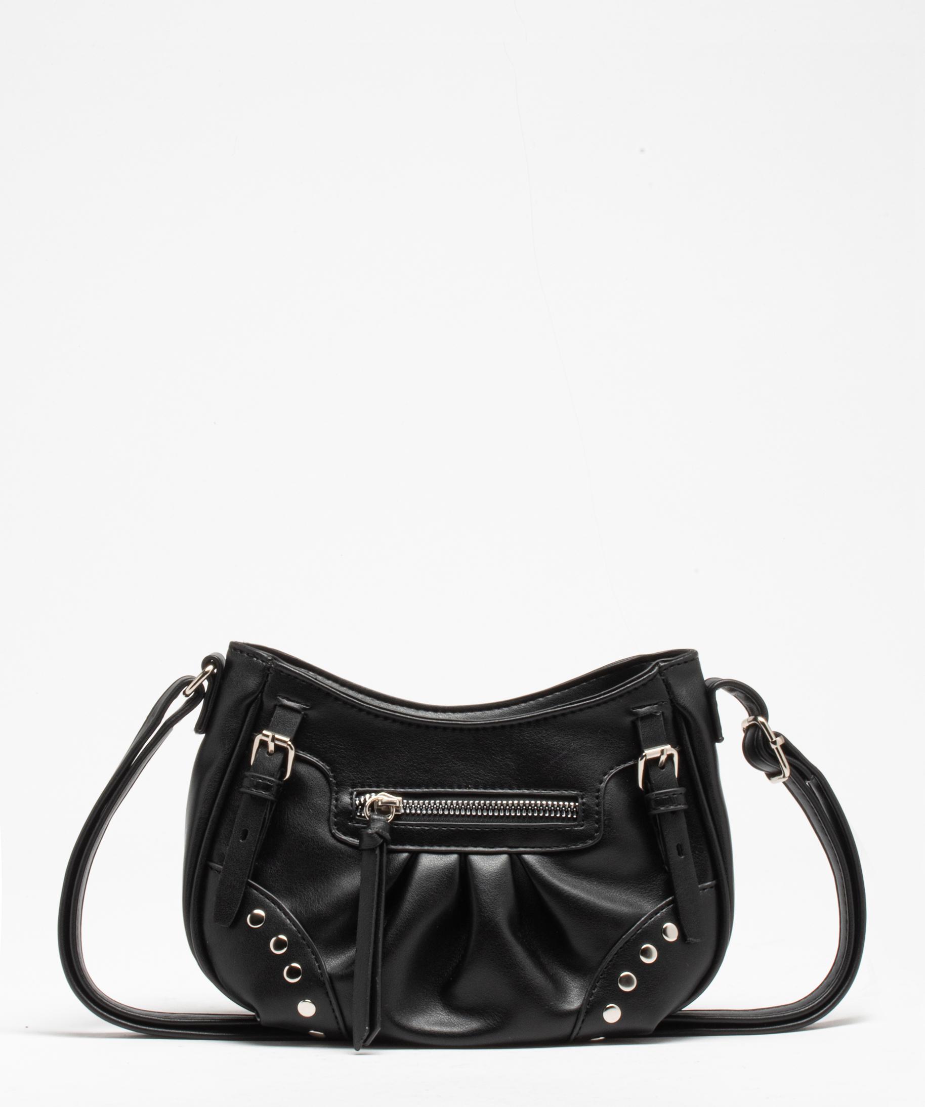 Sac besace compact souple look rock femme noir | GEMO