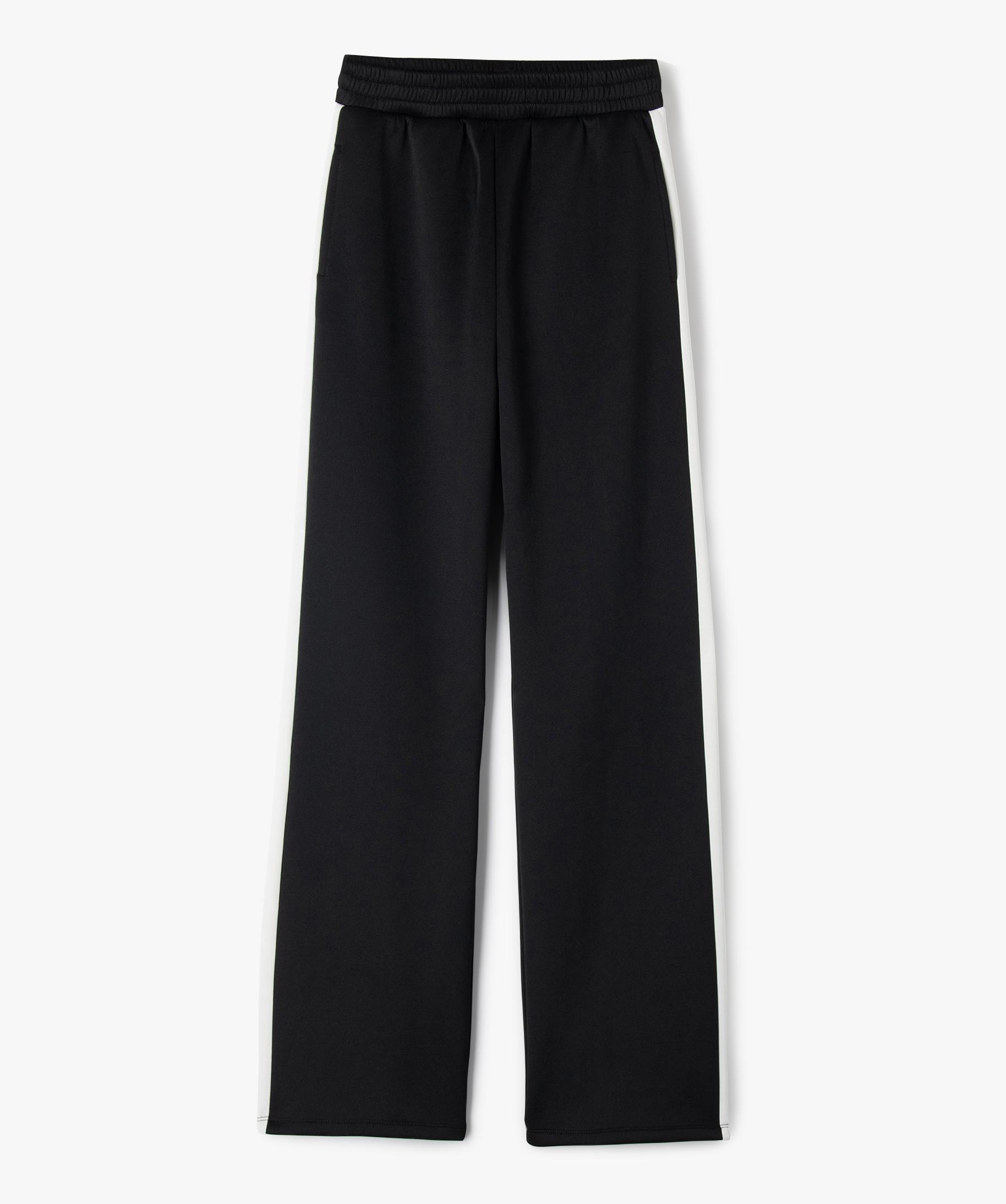 Pantalon de jogging large avec bandes contrastantes fille noir | GEMO