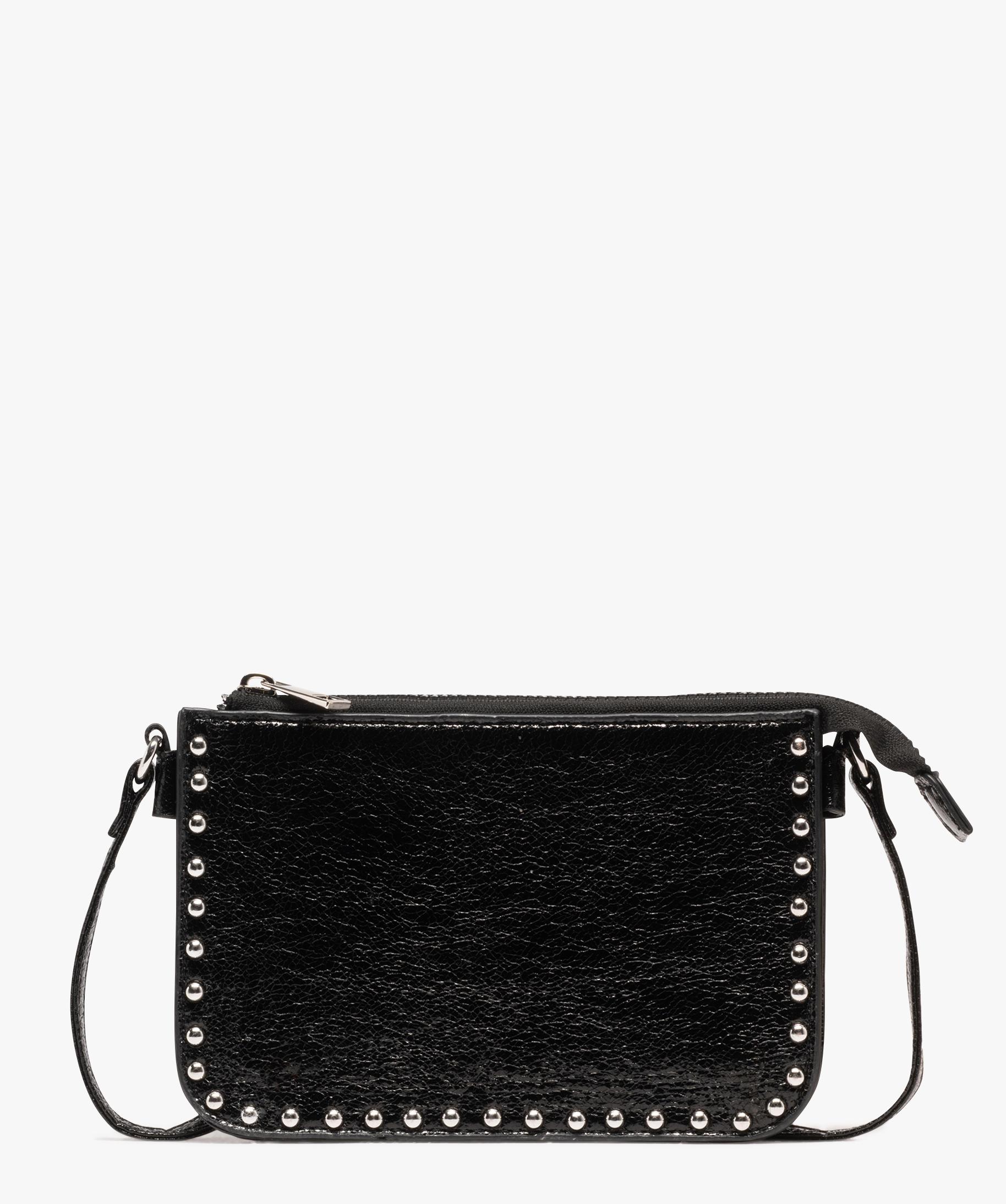 Sac bandoulière compact verni à clous fille noir | GEMO