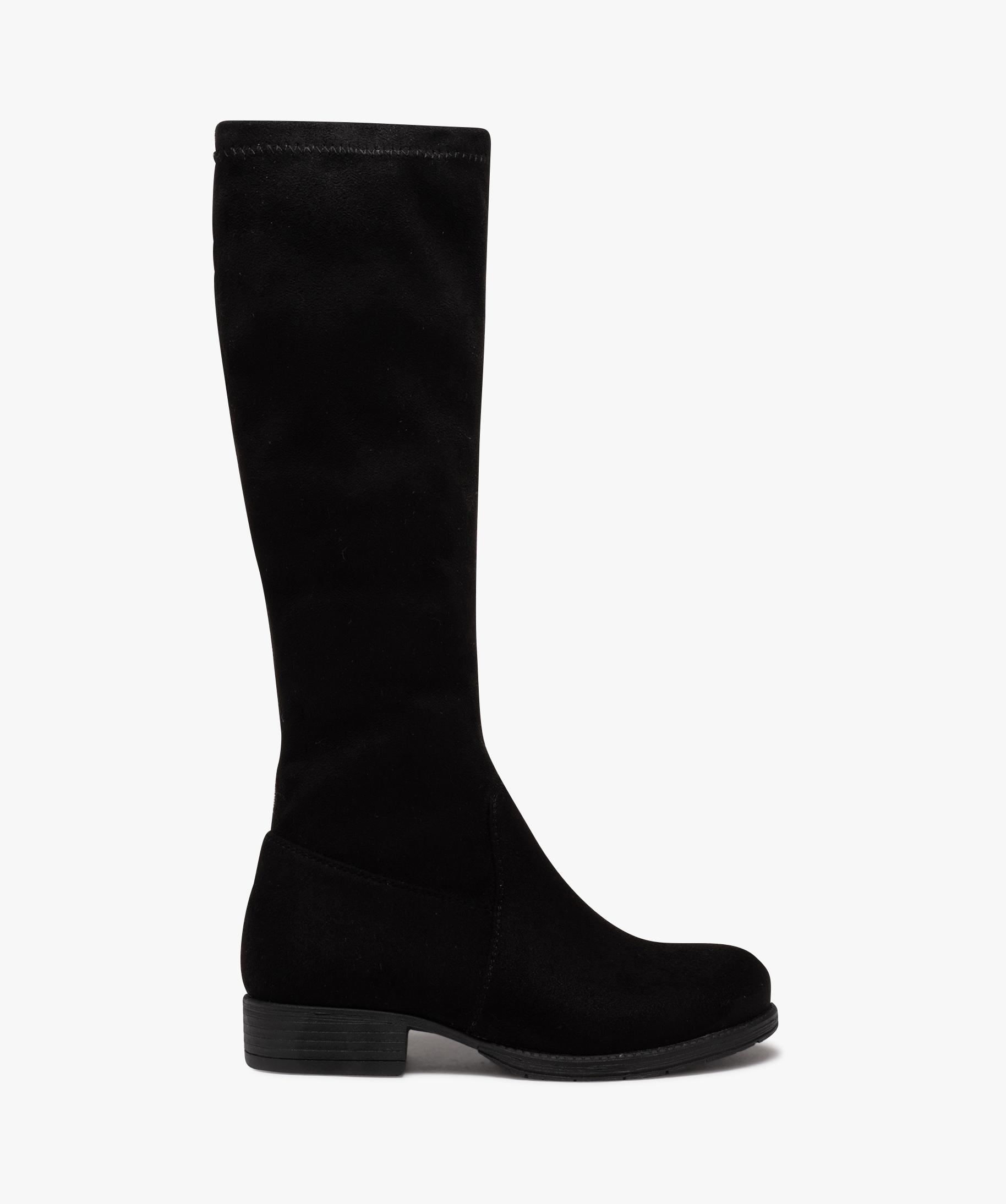 Bottes fille montantes en velours uni avec tige souple noir | GEMO