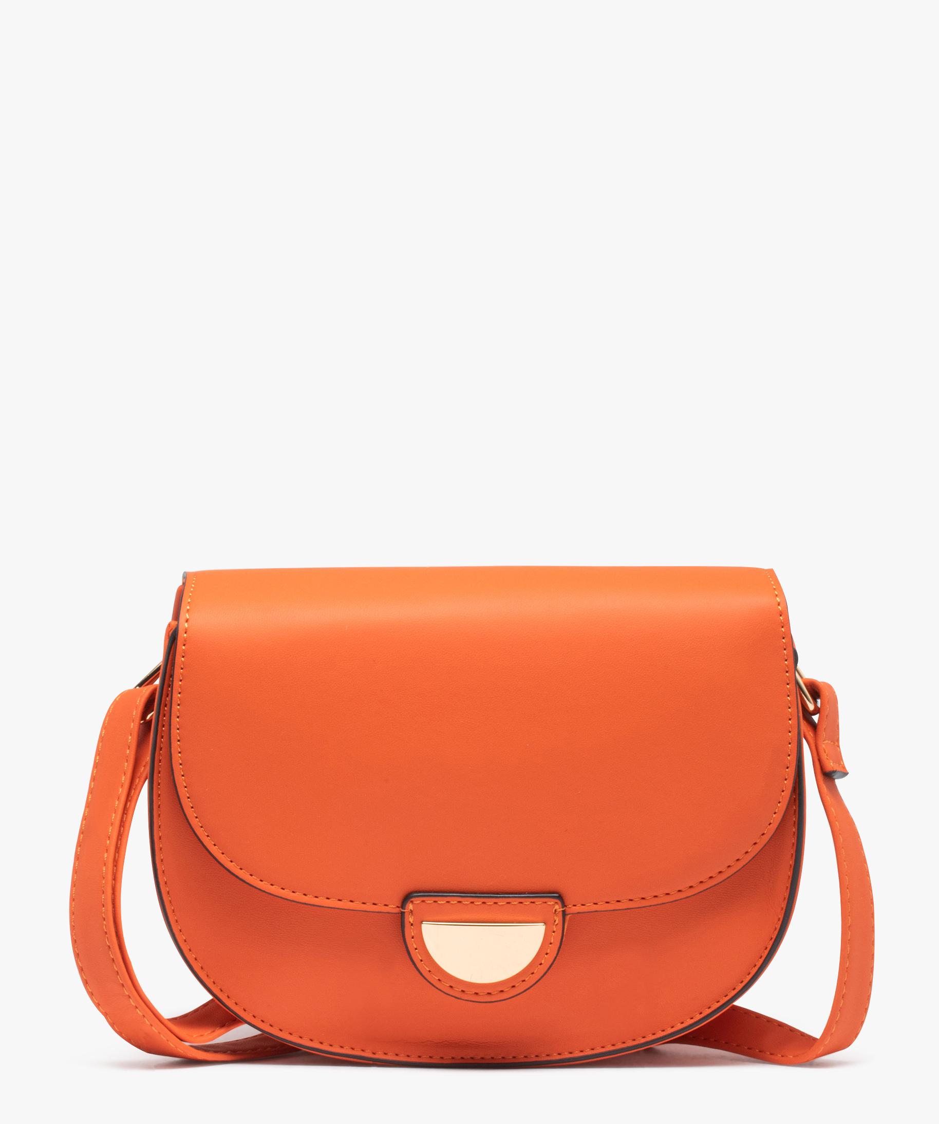 Sac femme forme demi-lune avec large rabat orange | GEMO