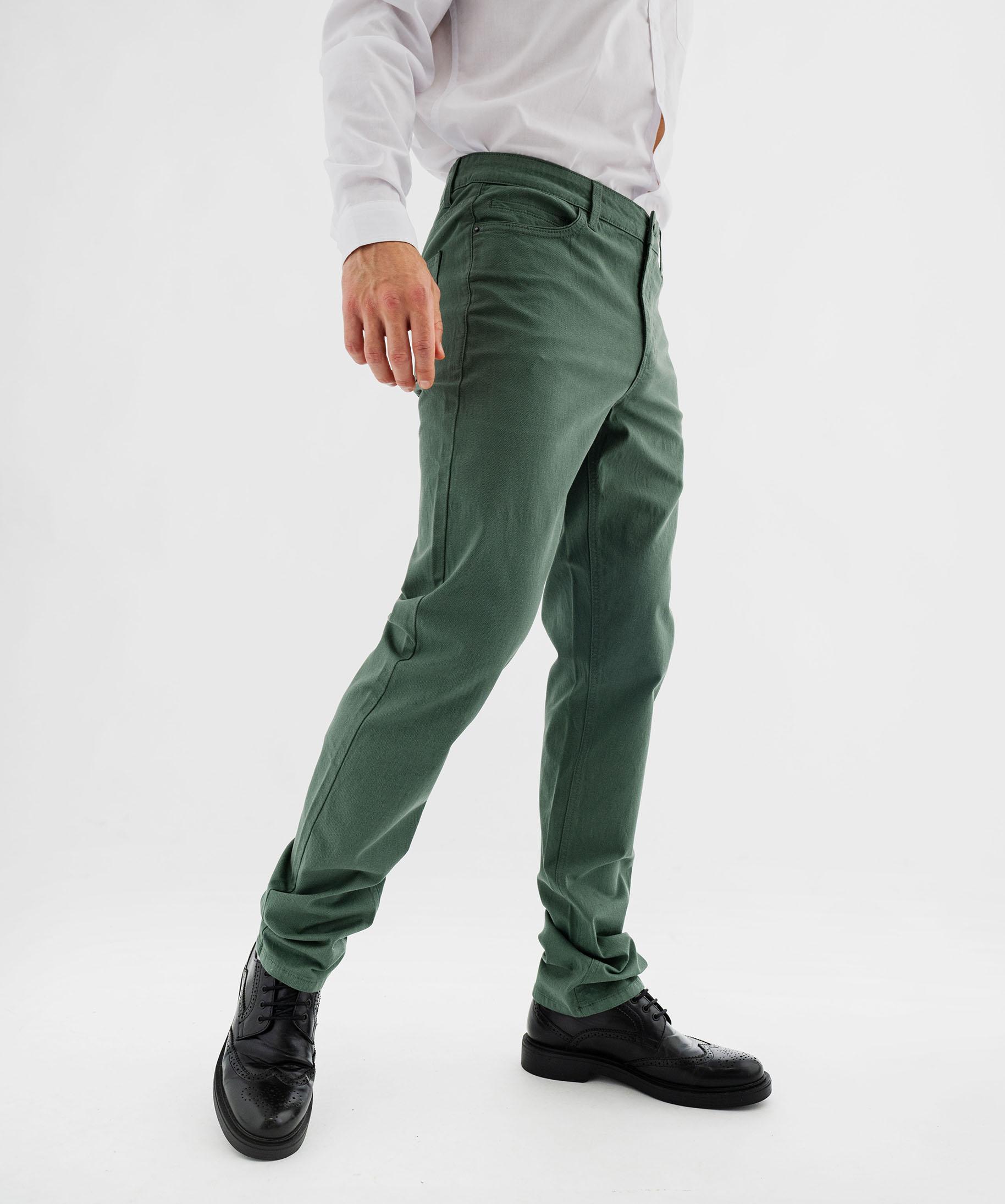 Pantalon en coton stretch coupe Regular homme vert | GEMO