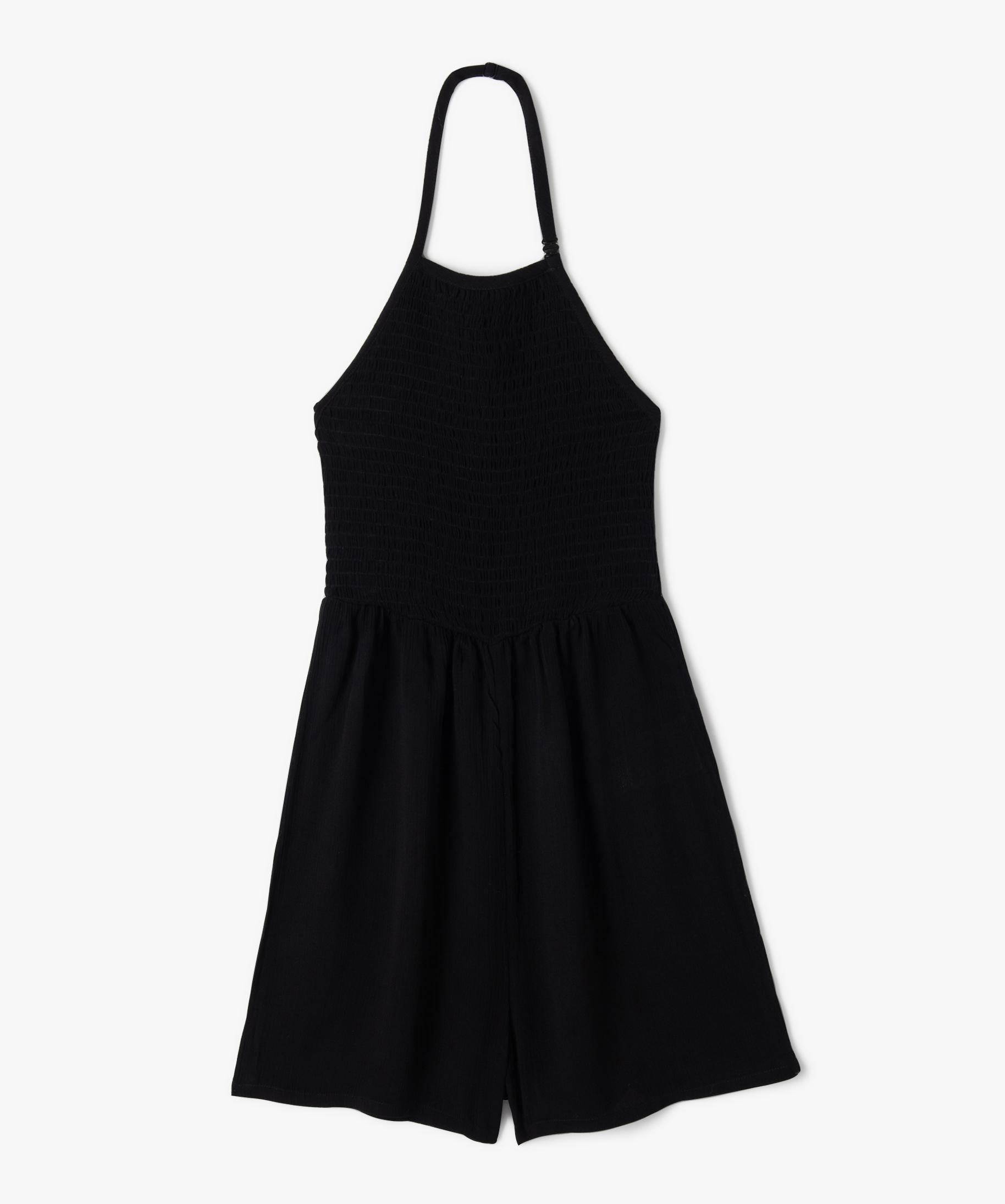 Combishort fille avec buste smocké noir | GEMO