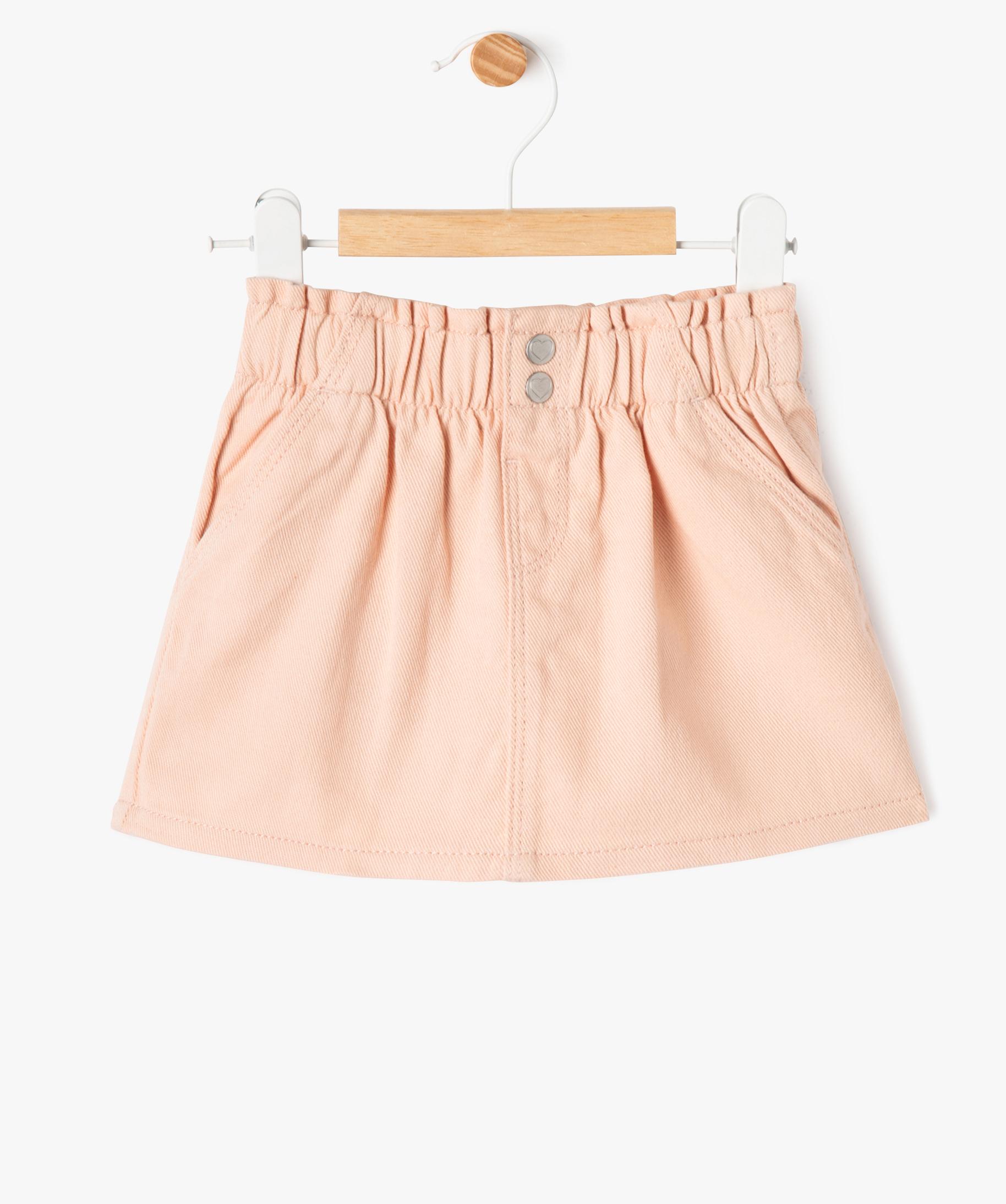 Jupe en jean bébé fille avec taille élastique rose | GEMO