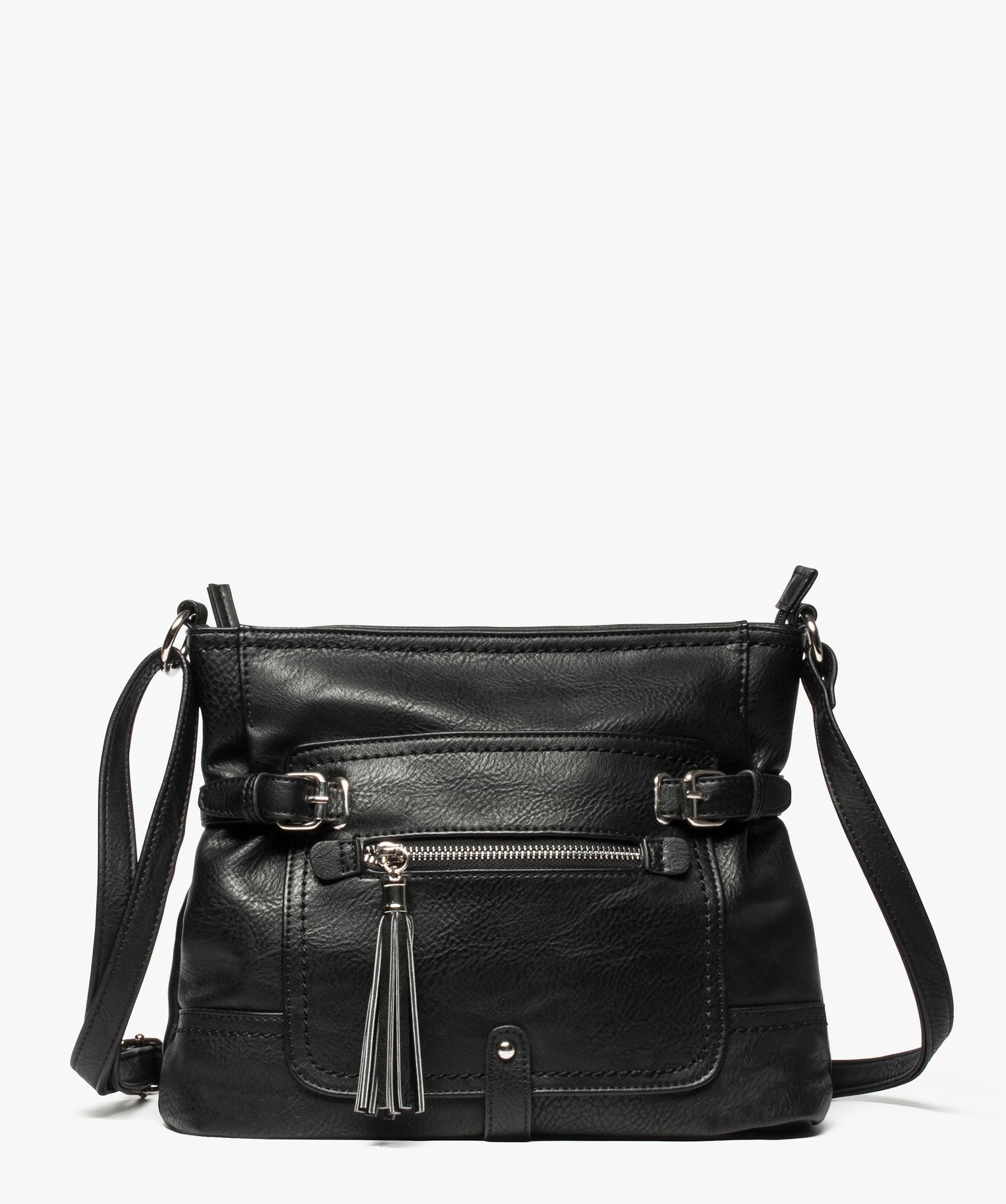 Besace avec jeu de brides et pompon noir | GEMO