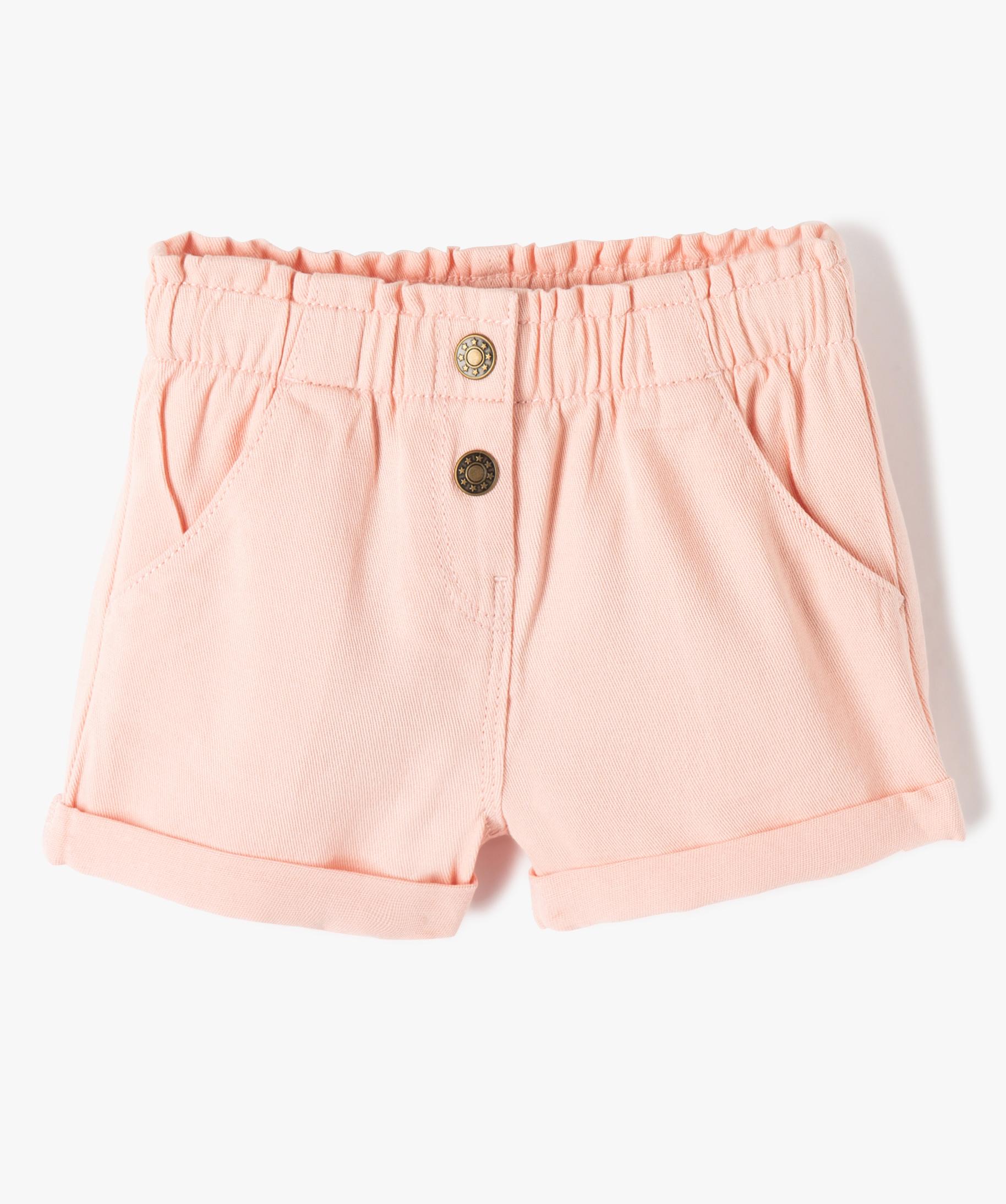 Short uni avec ceinture élastiquée bébé fille rose | GEMO
