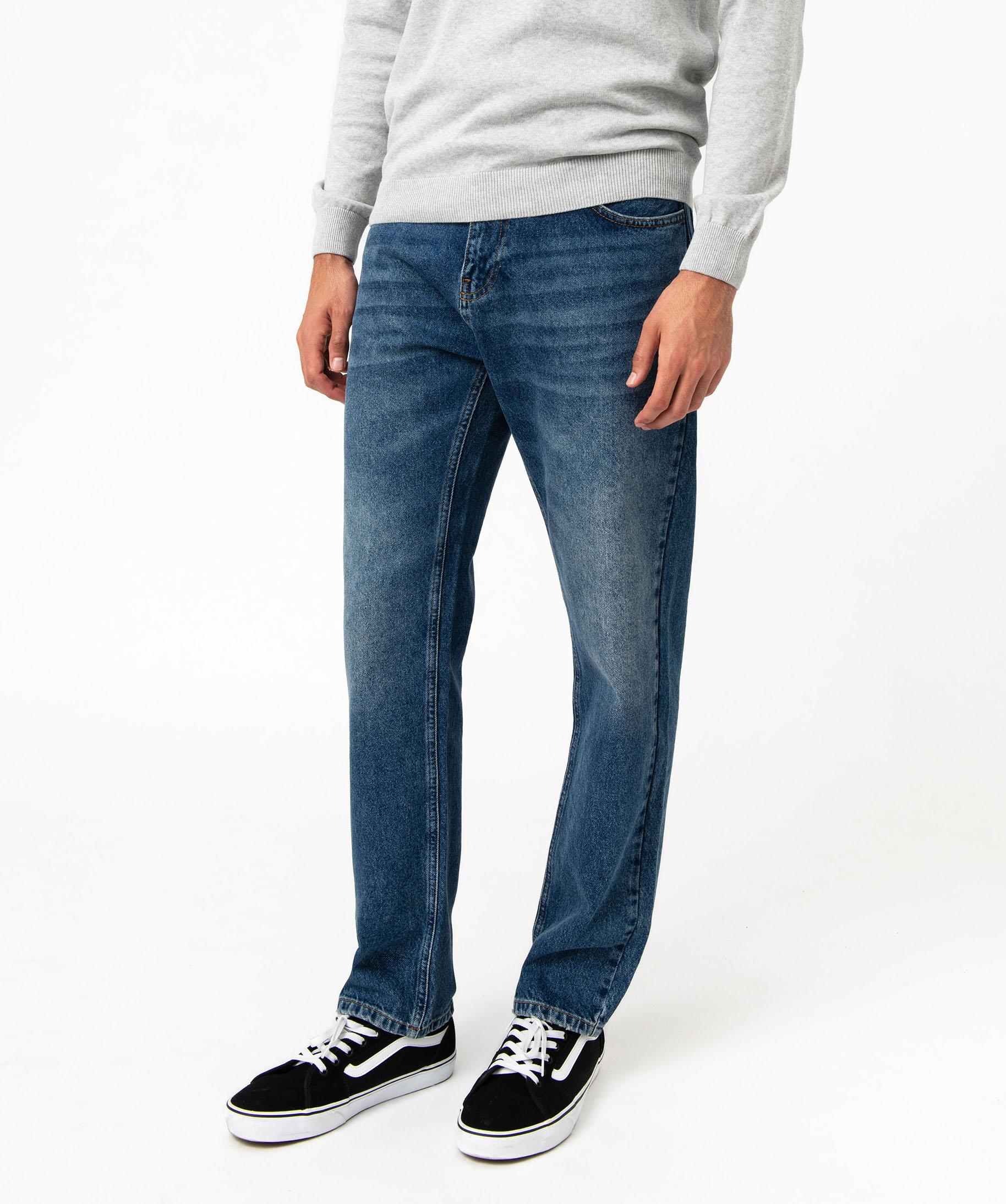 Jean wide leg en denim délavé homme stone | GEMO
