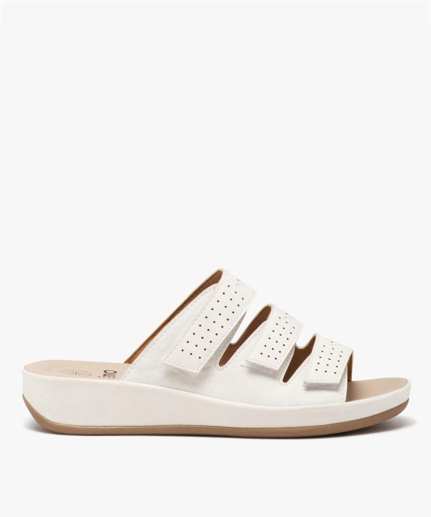 Mules femme confort compensées à bride scratch avec détai... blanc | GEMO