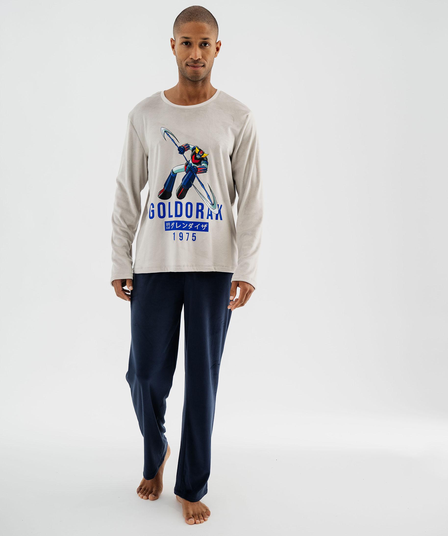 Pyjama en velours doux à grand motif homme - Goldorak anthracite | GEMO