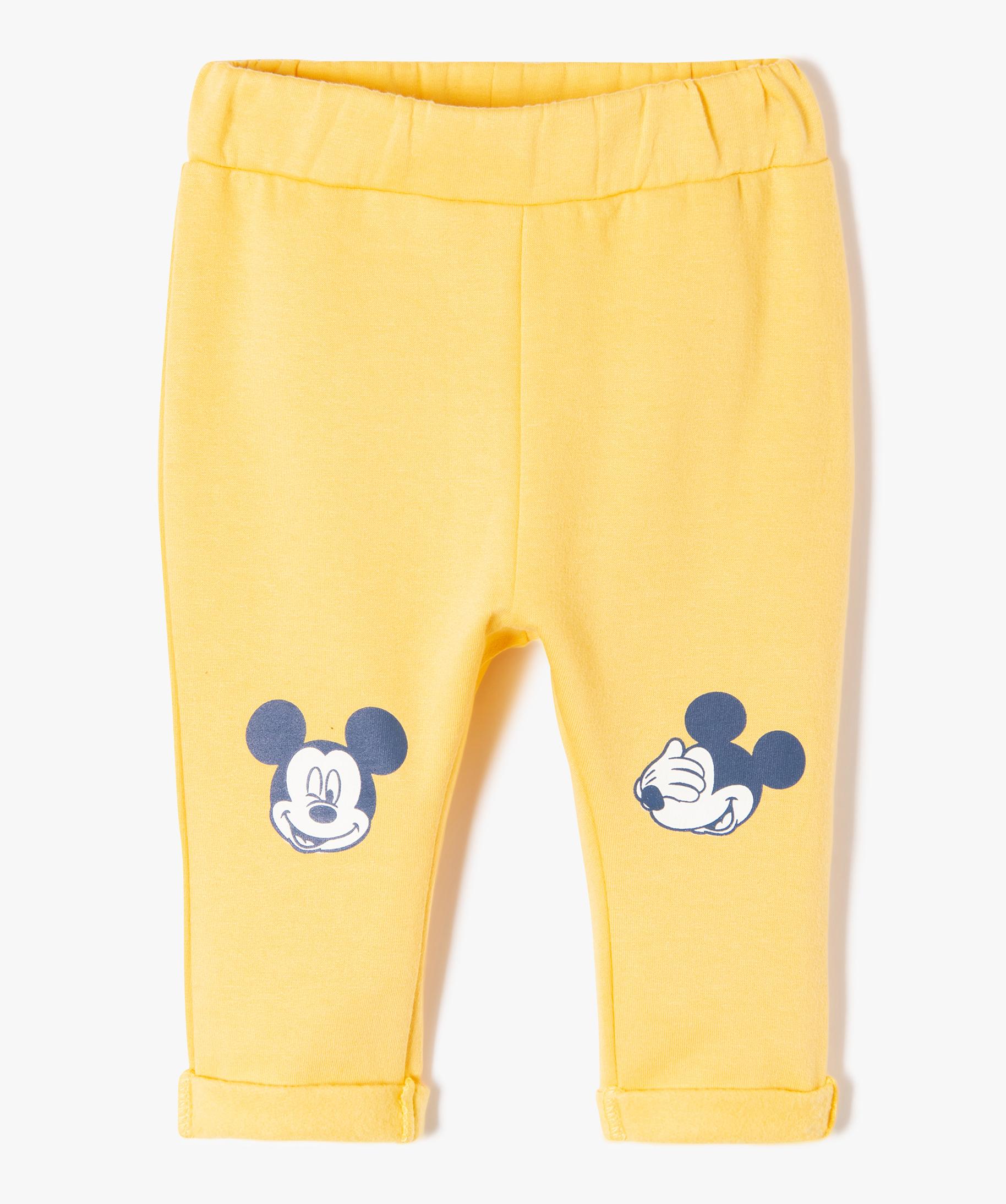 Pantalon en maille molletonnée avec motif Mickey bébé gar... jaune | GEMO