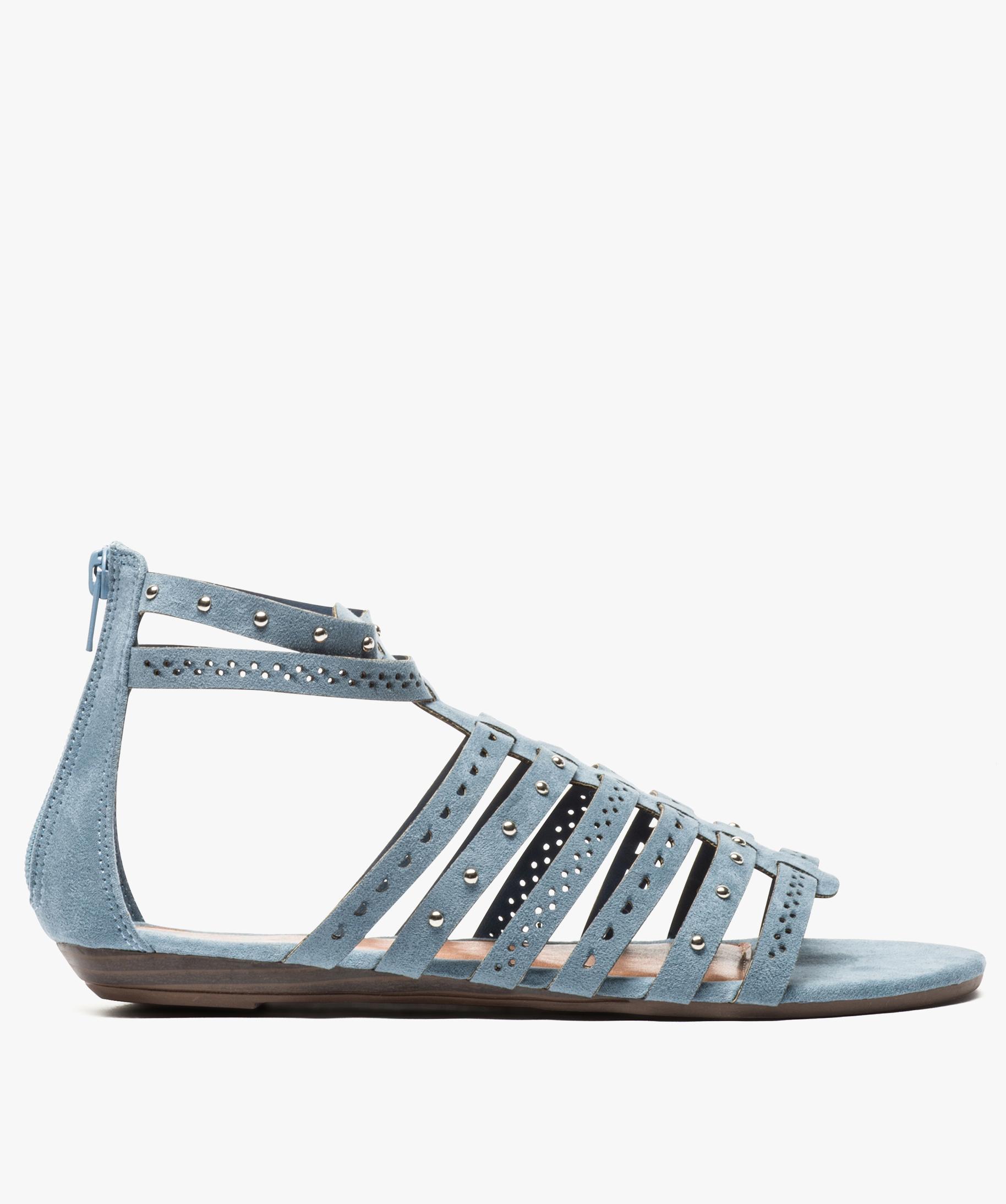 Sandales femme spartiates avec clous métalliques et talon z... bleu | GEMO