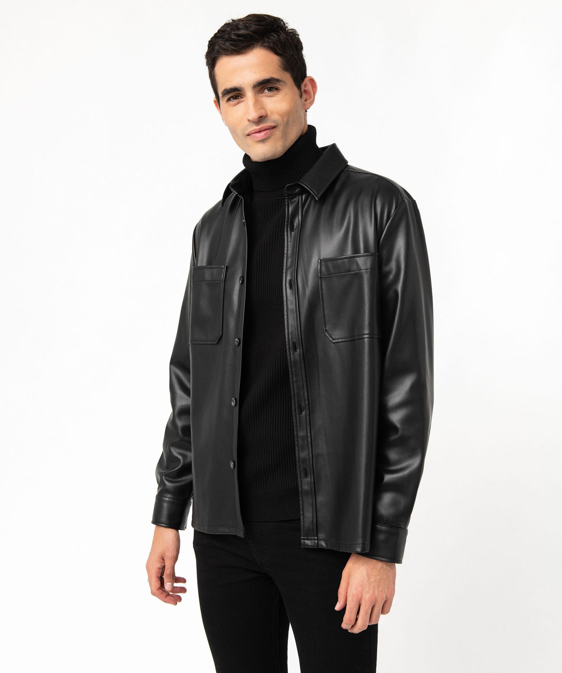 Surchemise en cuir imitation homme noir | GEMO