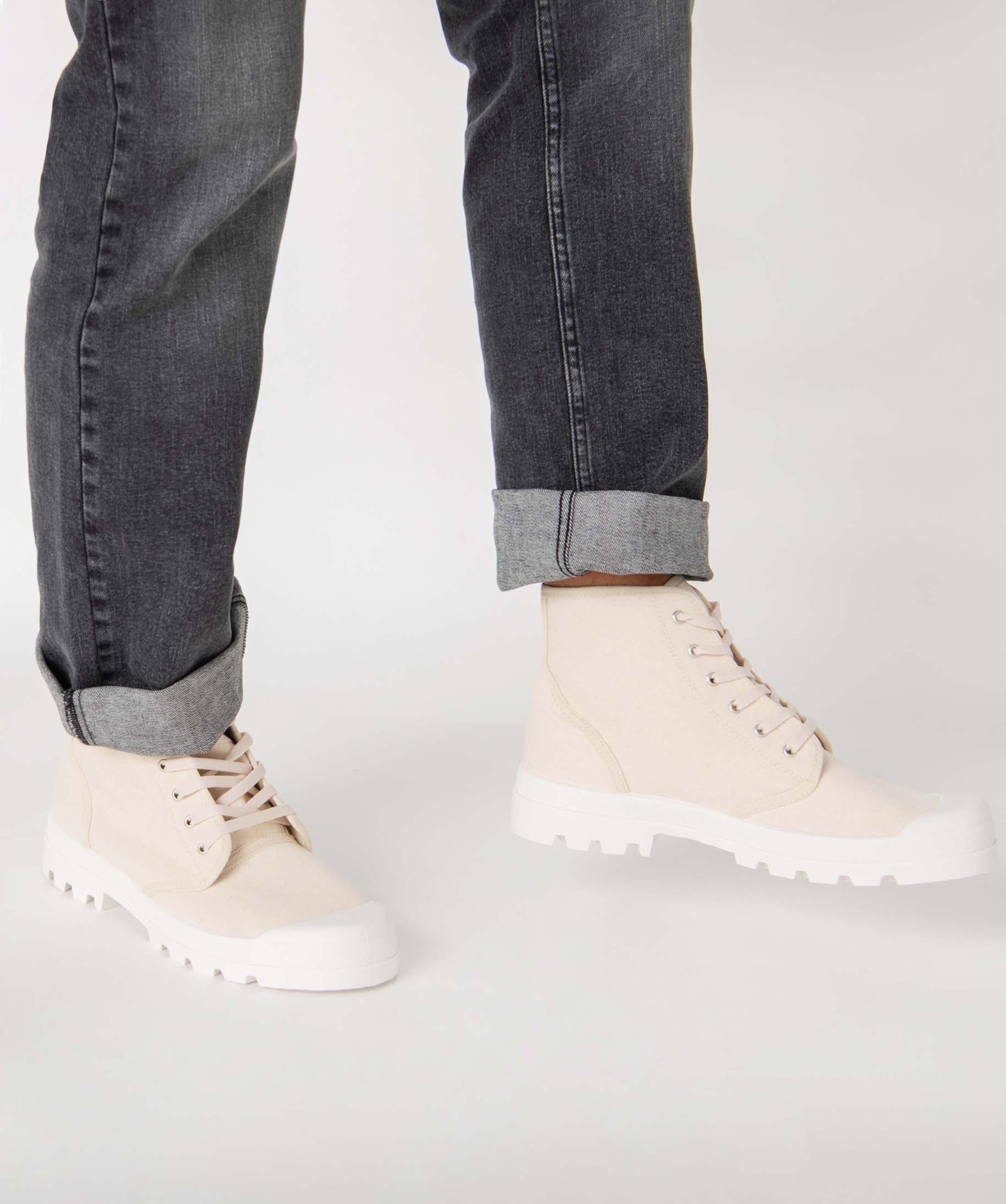 Baskets homme montantes en toile et semelle crantée beige | GEMO