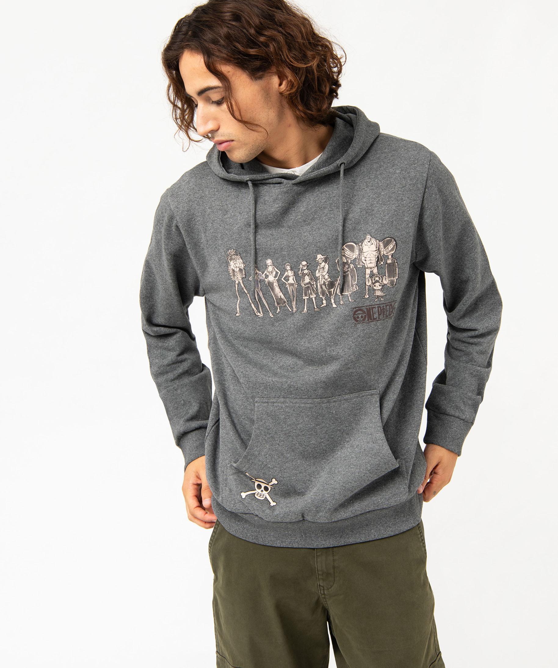 Sweat à capuche imprimé homme - One Piece gris | GEMO