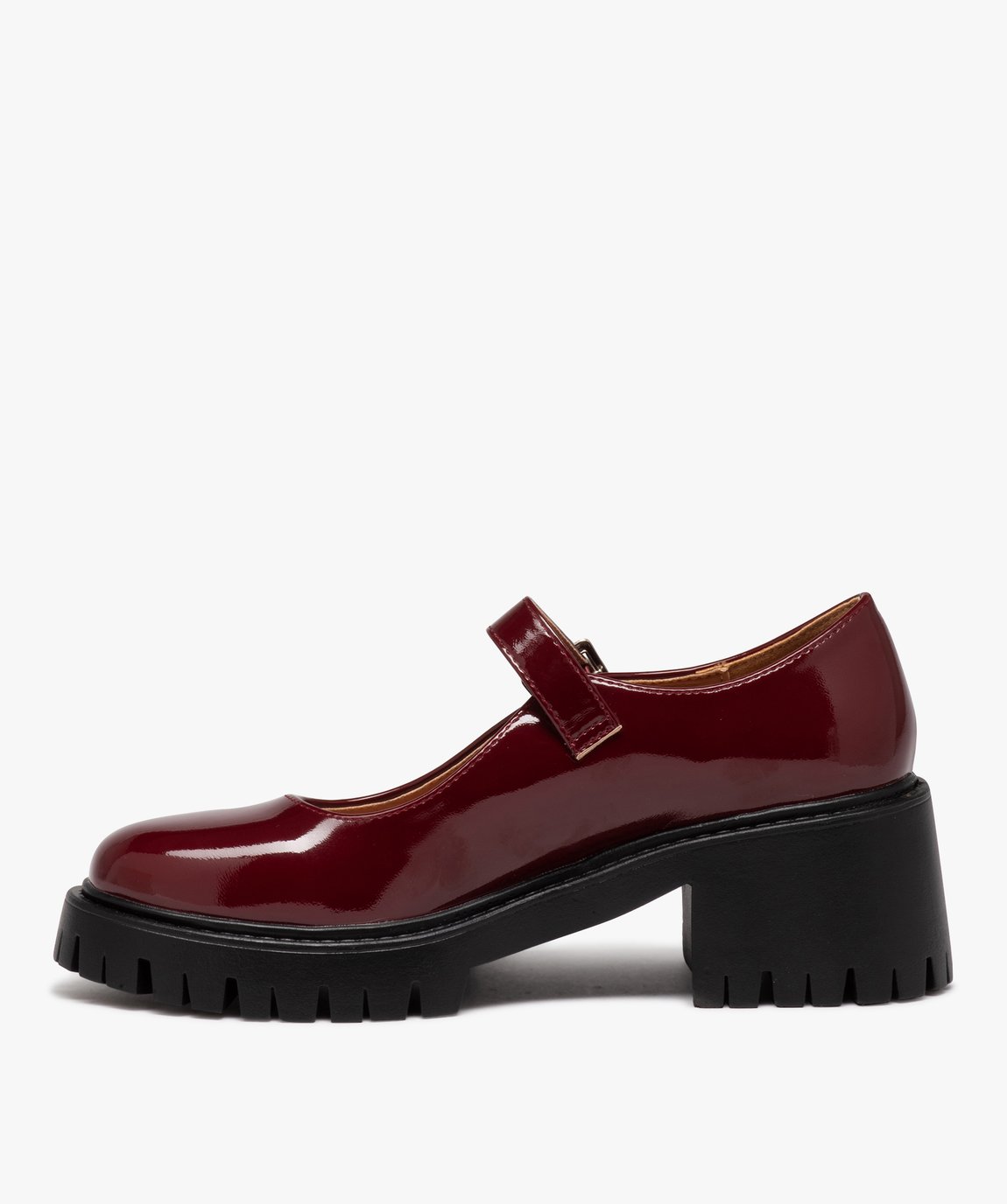 Derbies femme vernies à talon large style babies à semelle... rouge ...