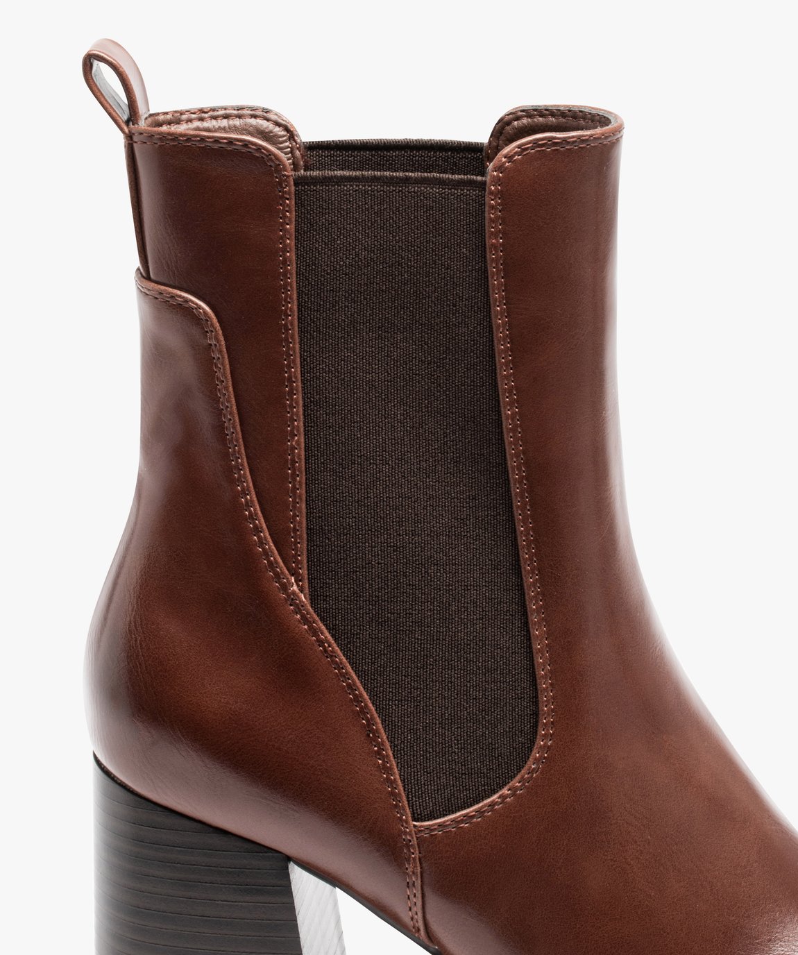 Boots femme unies à talon haut avec bout carré marron | GEMO
