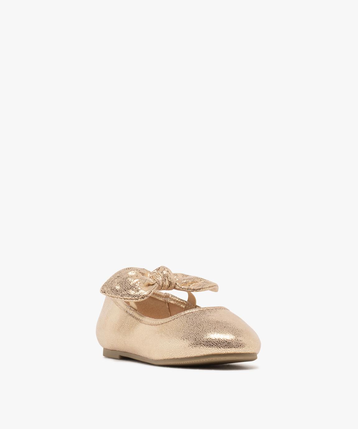 Ballerines à bride élastique avec nœud décoratif fille dore | GEMO