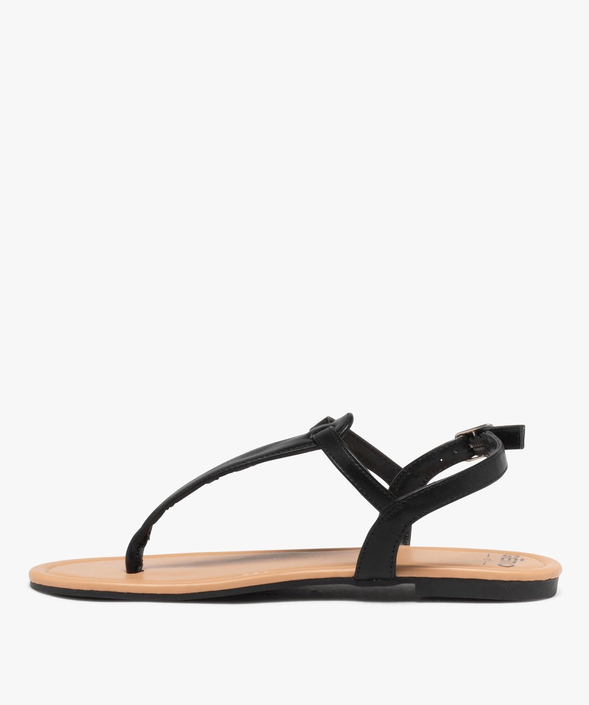 Sandales plates à entre-doigts femme noir | GEMO