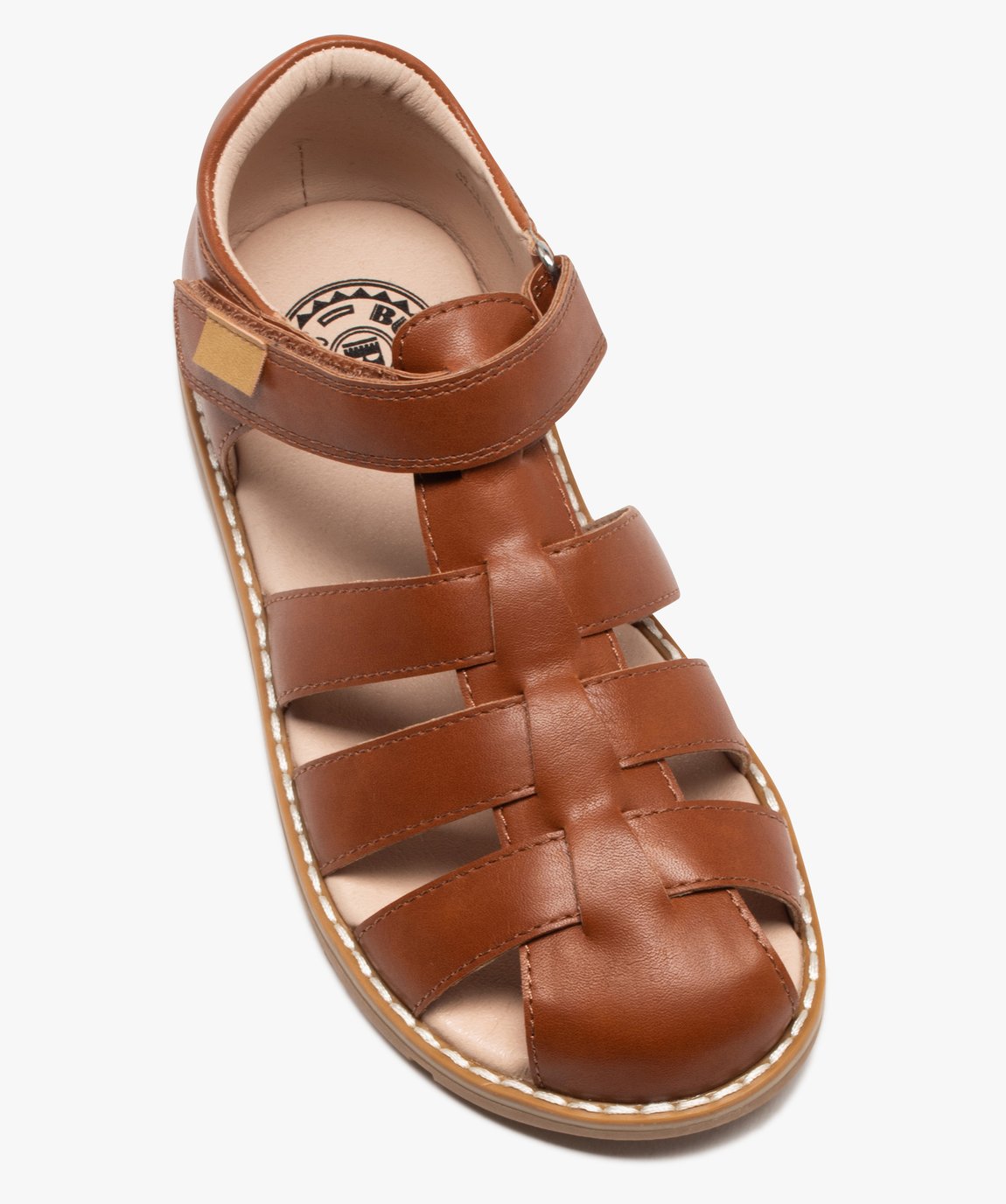 Sandales garçon avec brides unies et à scratch - Buggy Shoes marron | GEMO