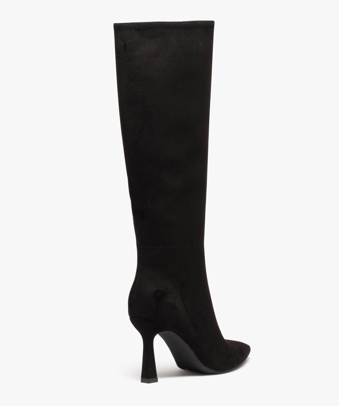 Bottes femme à talon fin en suédine unie avec bout pointu noir | GEMO