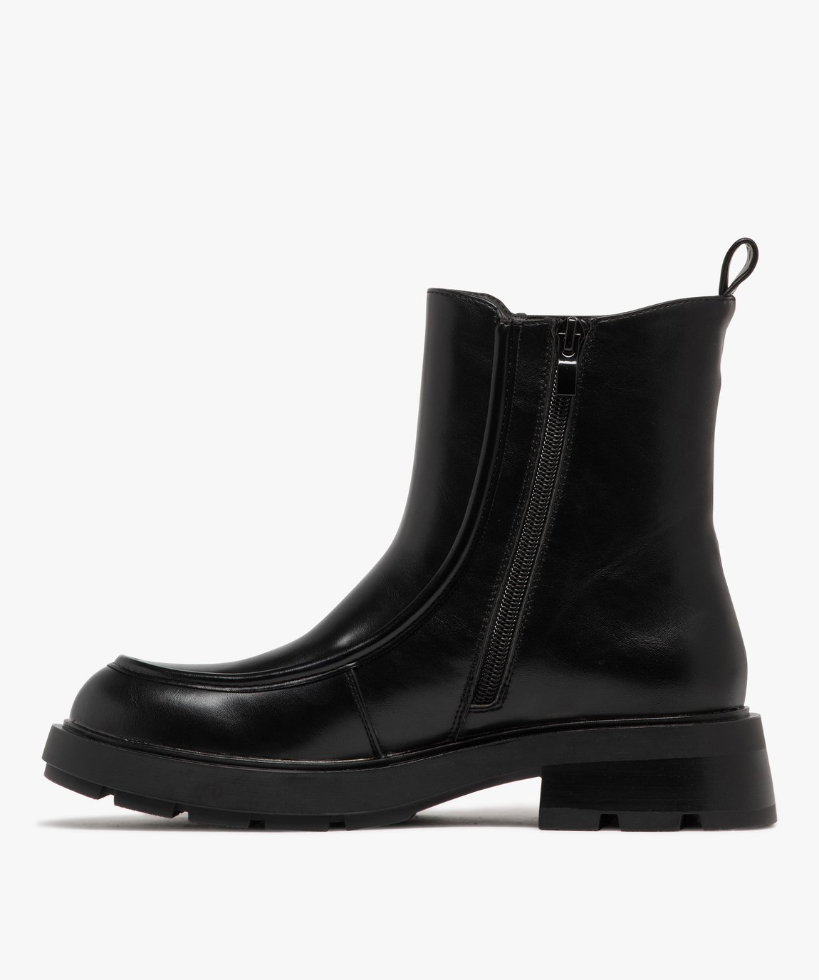 Boots femme Chelsea à zip et semelle crantée avec couture ... noir | GEMO