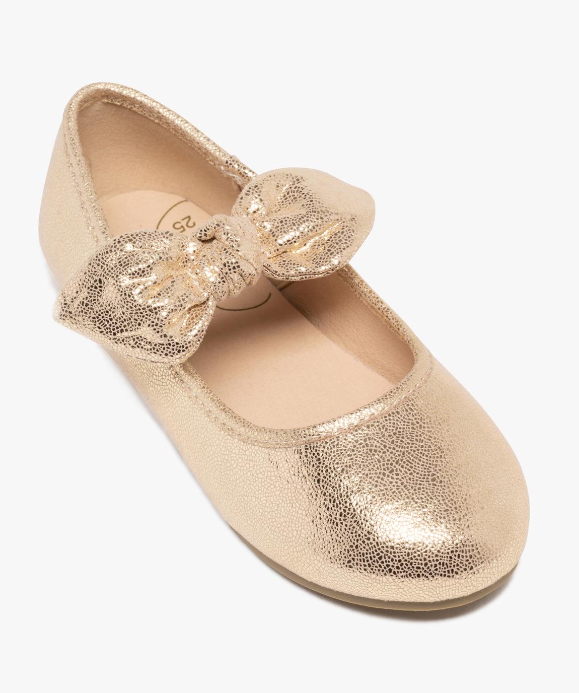 Ballerines à bride élastique avec nœud décoratif fille dore | GEMO