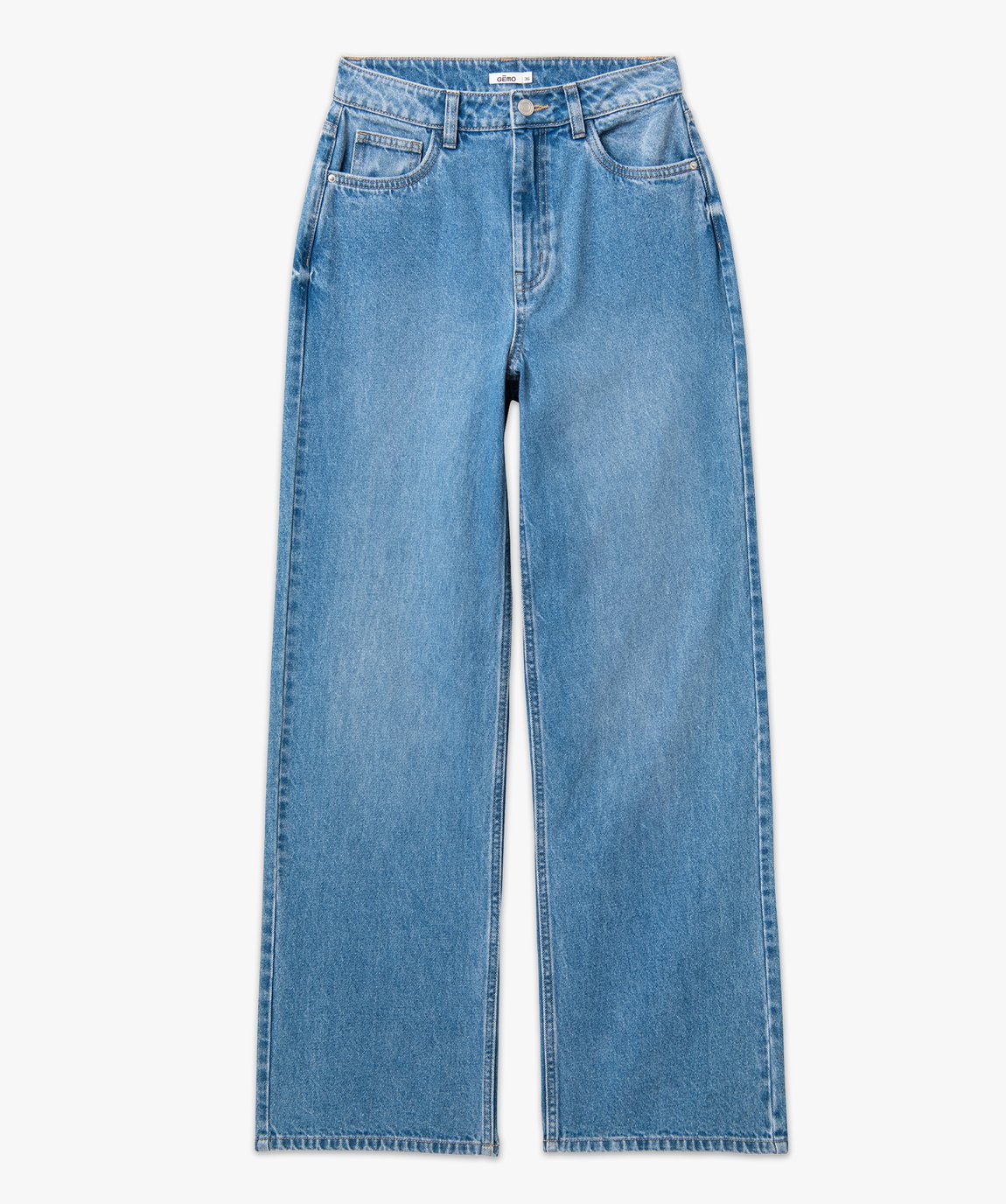 Jean wide leg taille haute femme bleu clair | GEMO