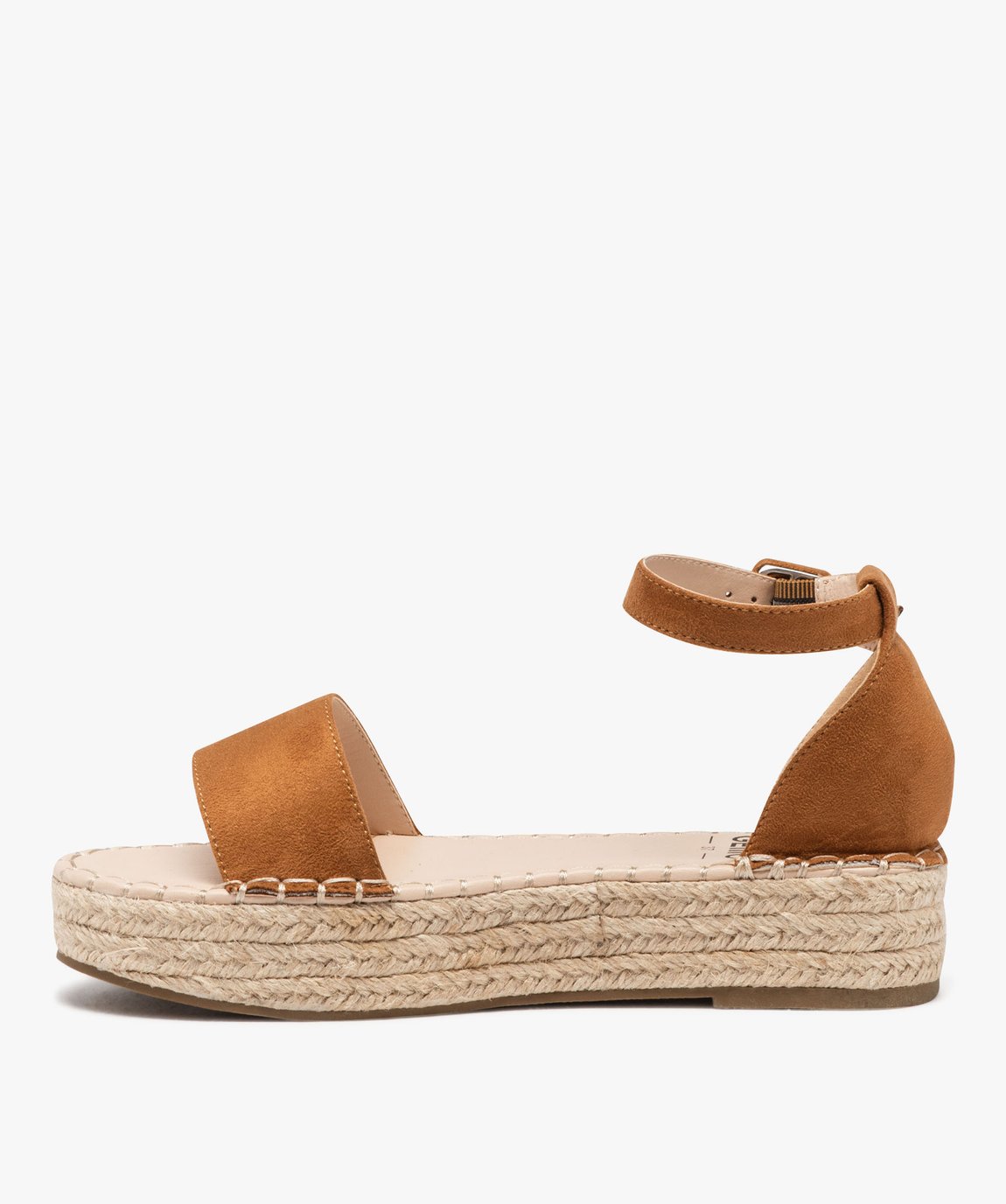 Sandales femme compensées en corde avec talon fermé marron clair | GEMO