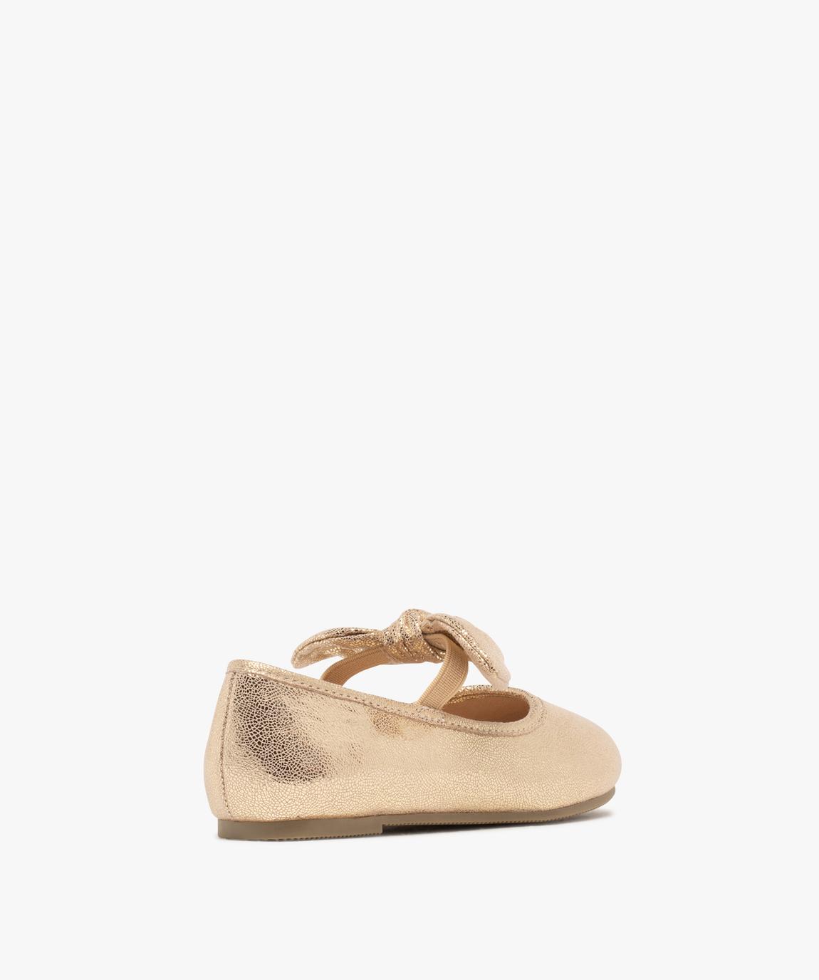Ballerines à bride élastique avec nœud décoratif fille dore | GEMO