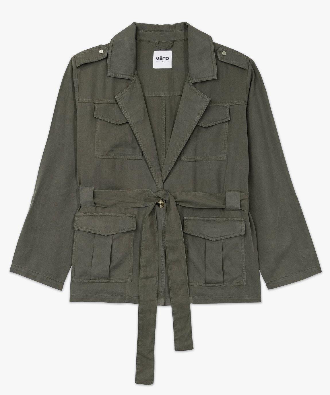 Veste saharienne en Lyocell femme grande taille kaki | GEMO