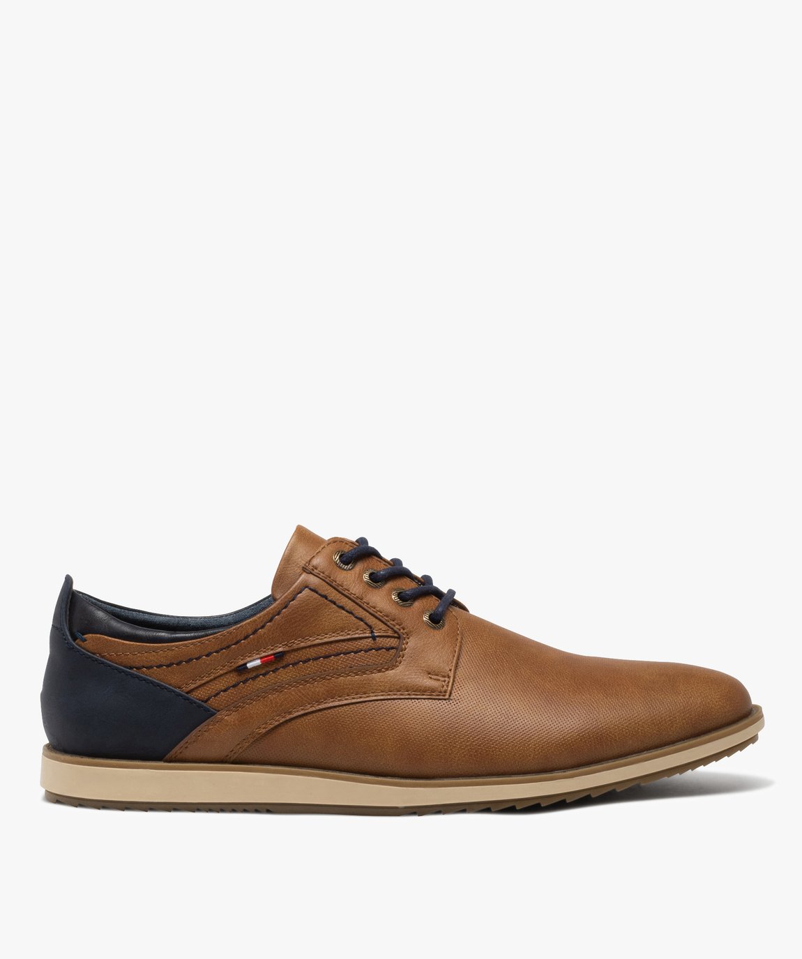 Derbies homme bicolores avec semelle sport - Mario Baldano cognac | GEMO